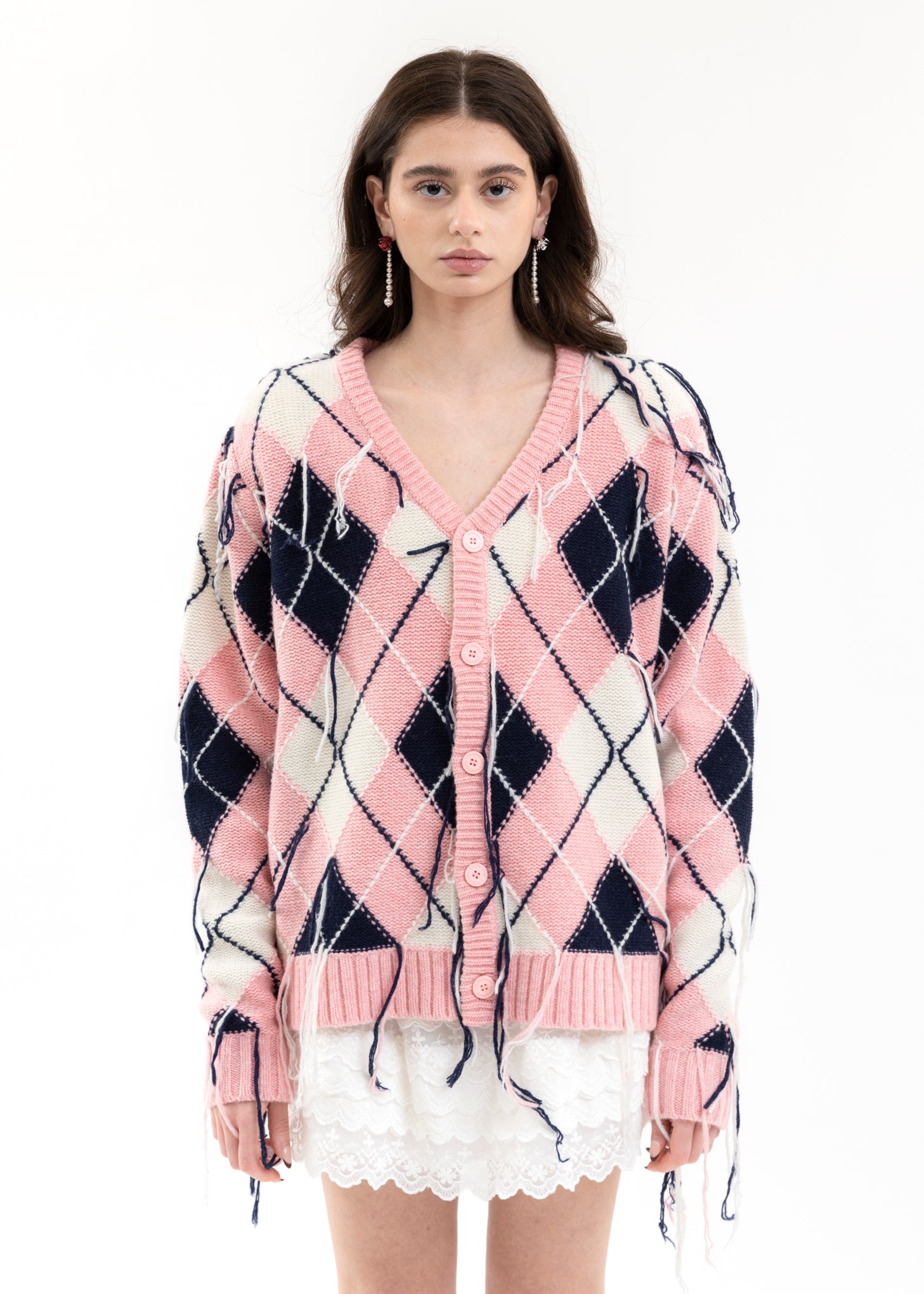 PINK GUDDLE ARGYLE CARDI – 017 Shop