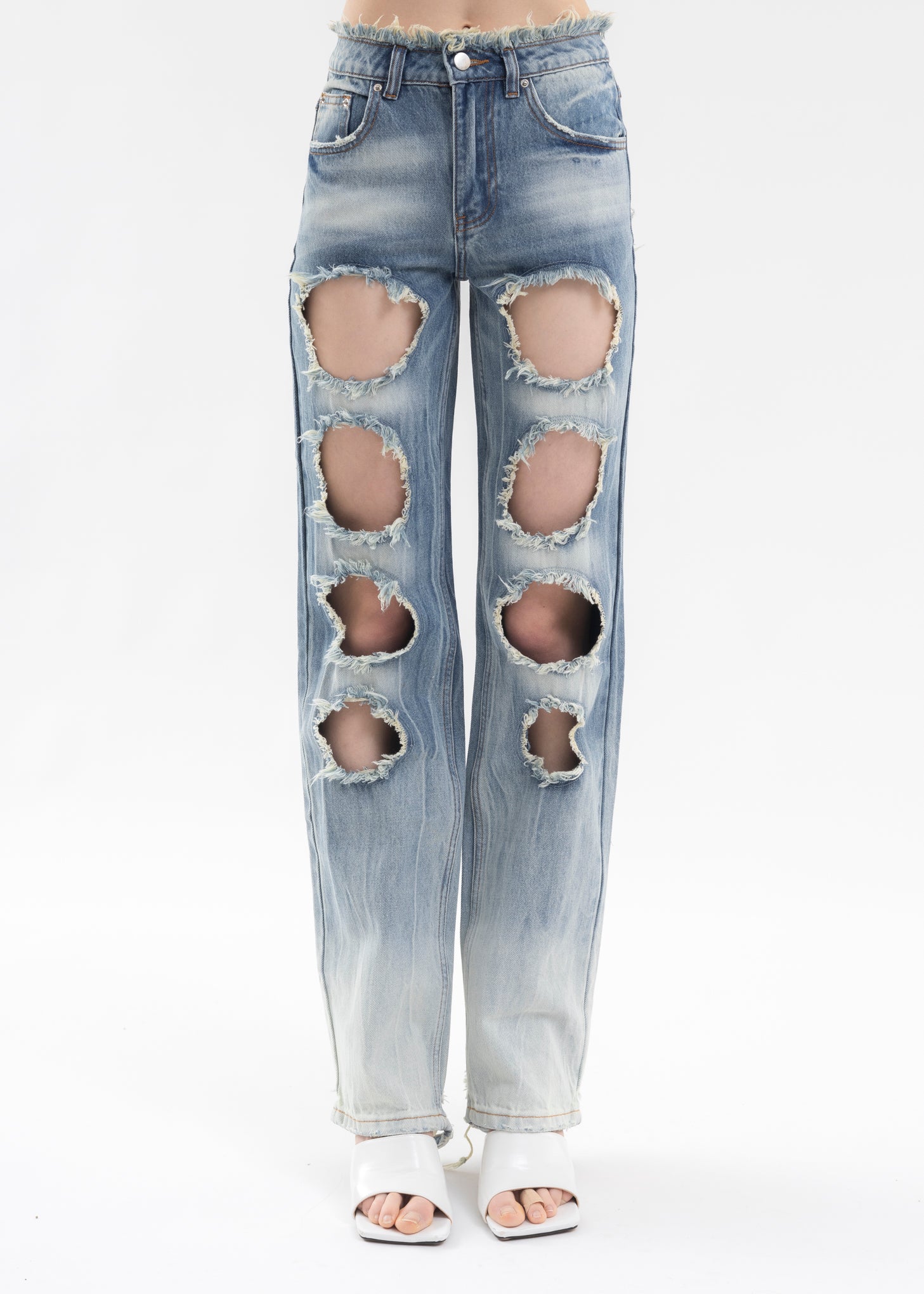 Blue Denim Cut-Out Pants – 017 Shop