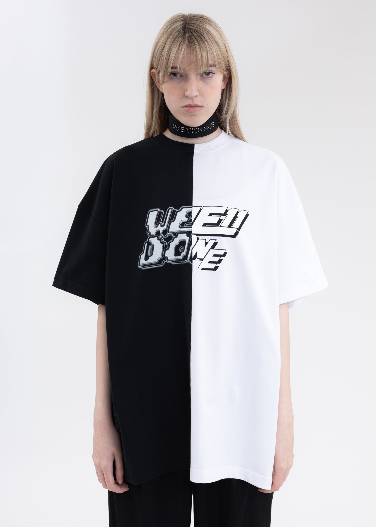 BLACK/WHITE HALF AND HALF T-SHIRT – 017 Shop