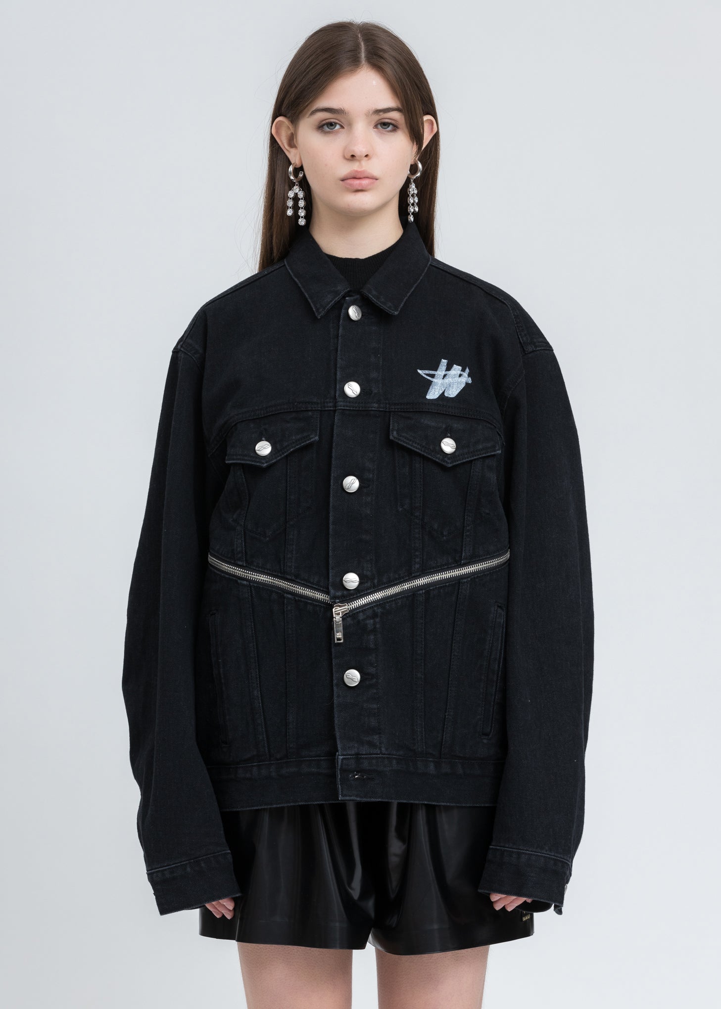 Black Denim WD Logo Zipper Detail Jacket – 017 Shop