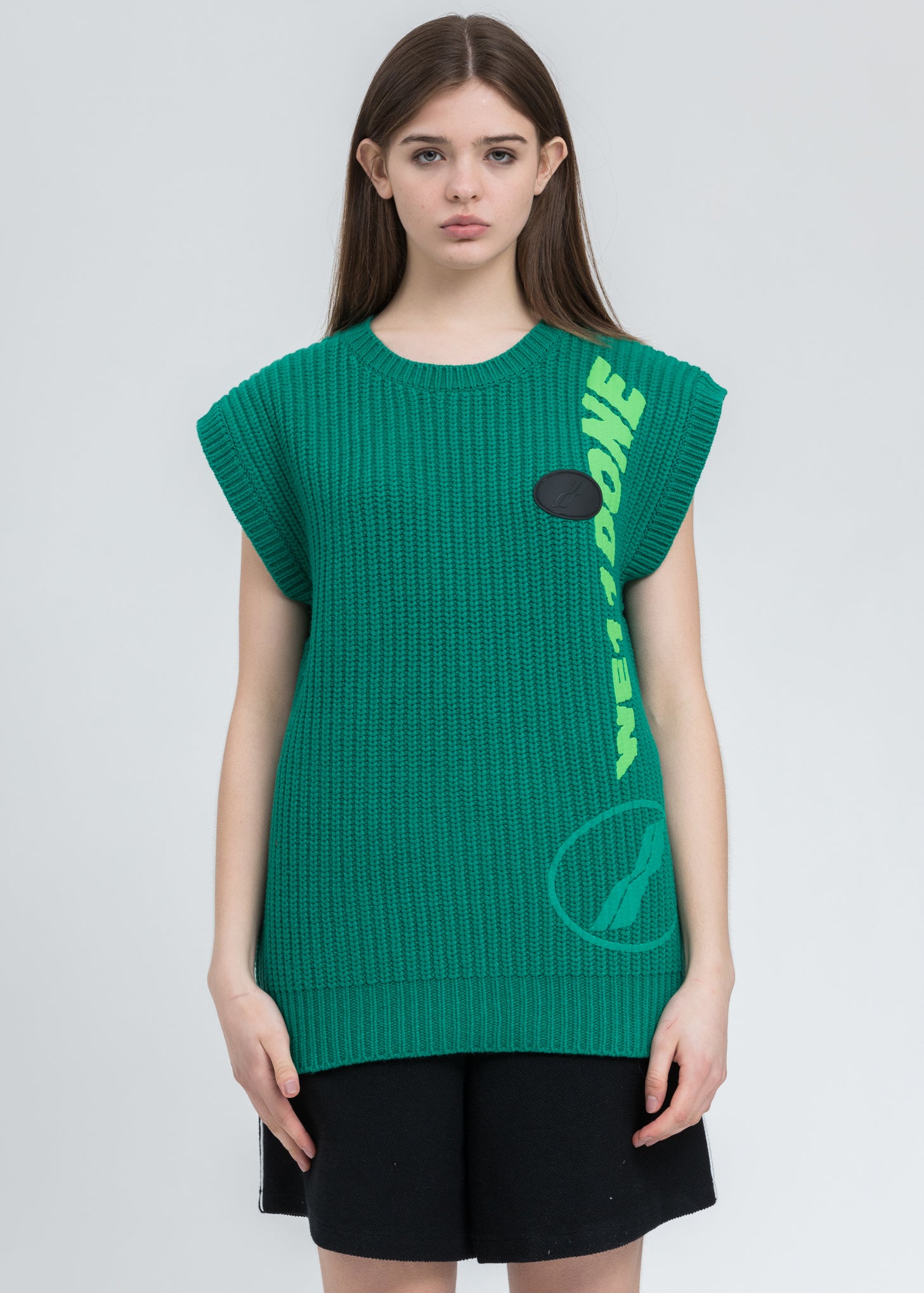 Green Multi Logo Square Knit Vest – 017 Shop
