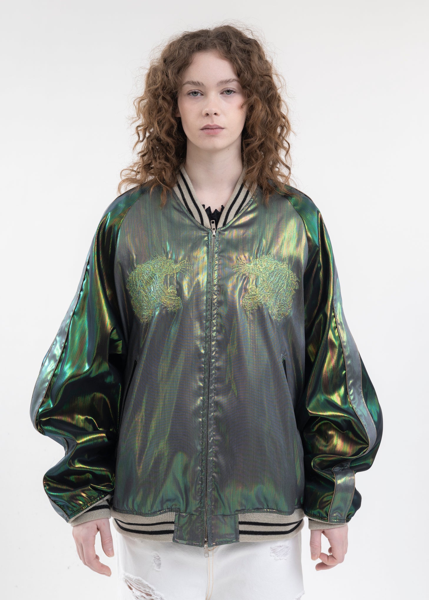 GREEN HOLOGRAM SOUVENIR JACKET – 017 Shop