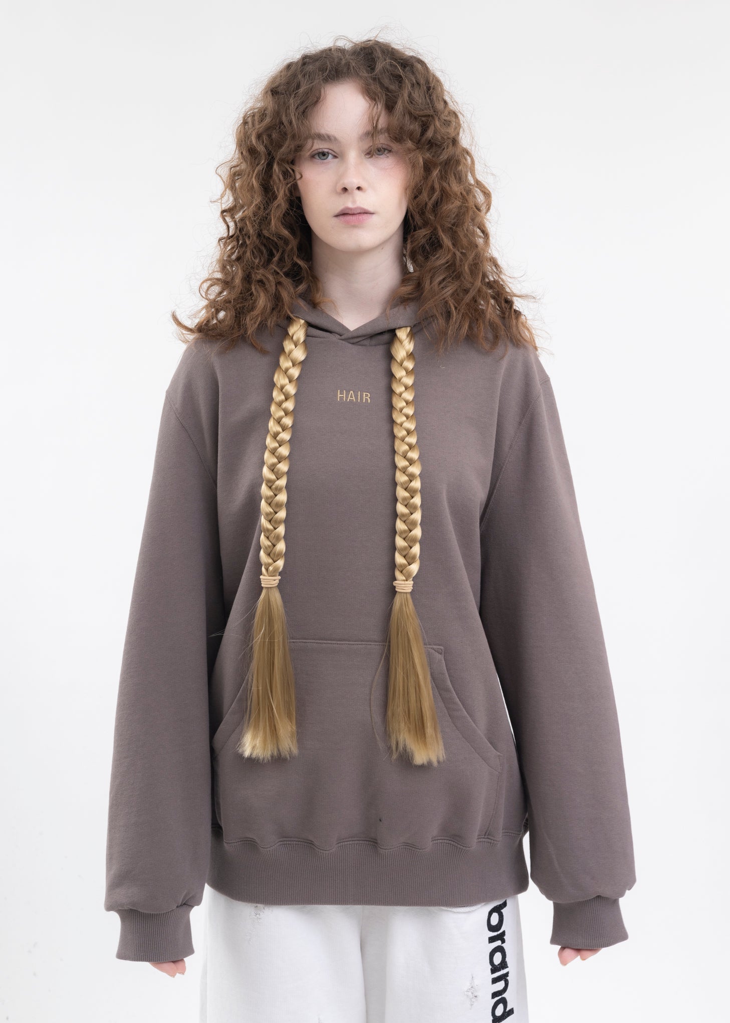GREY HOODIE WITH BRAIDS HAIR – 017 Shop