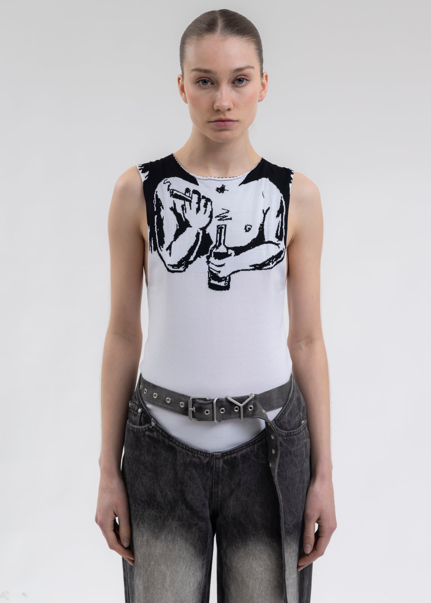 WHITE BABY ARM KNIT TANK TOP – 017 Shop