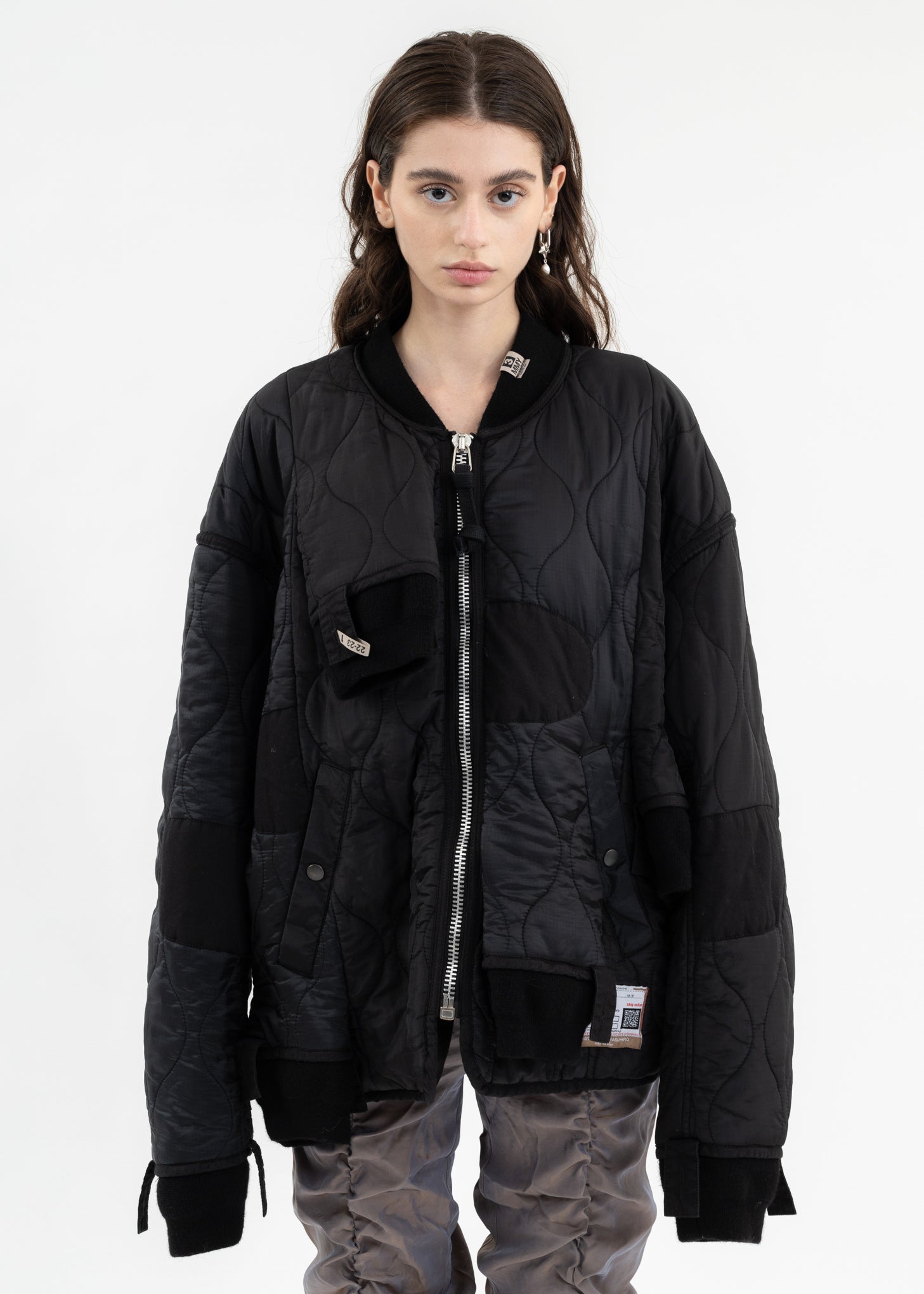 Black Sleeve Docking Quilting Jacket – 017 Shop