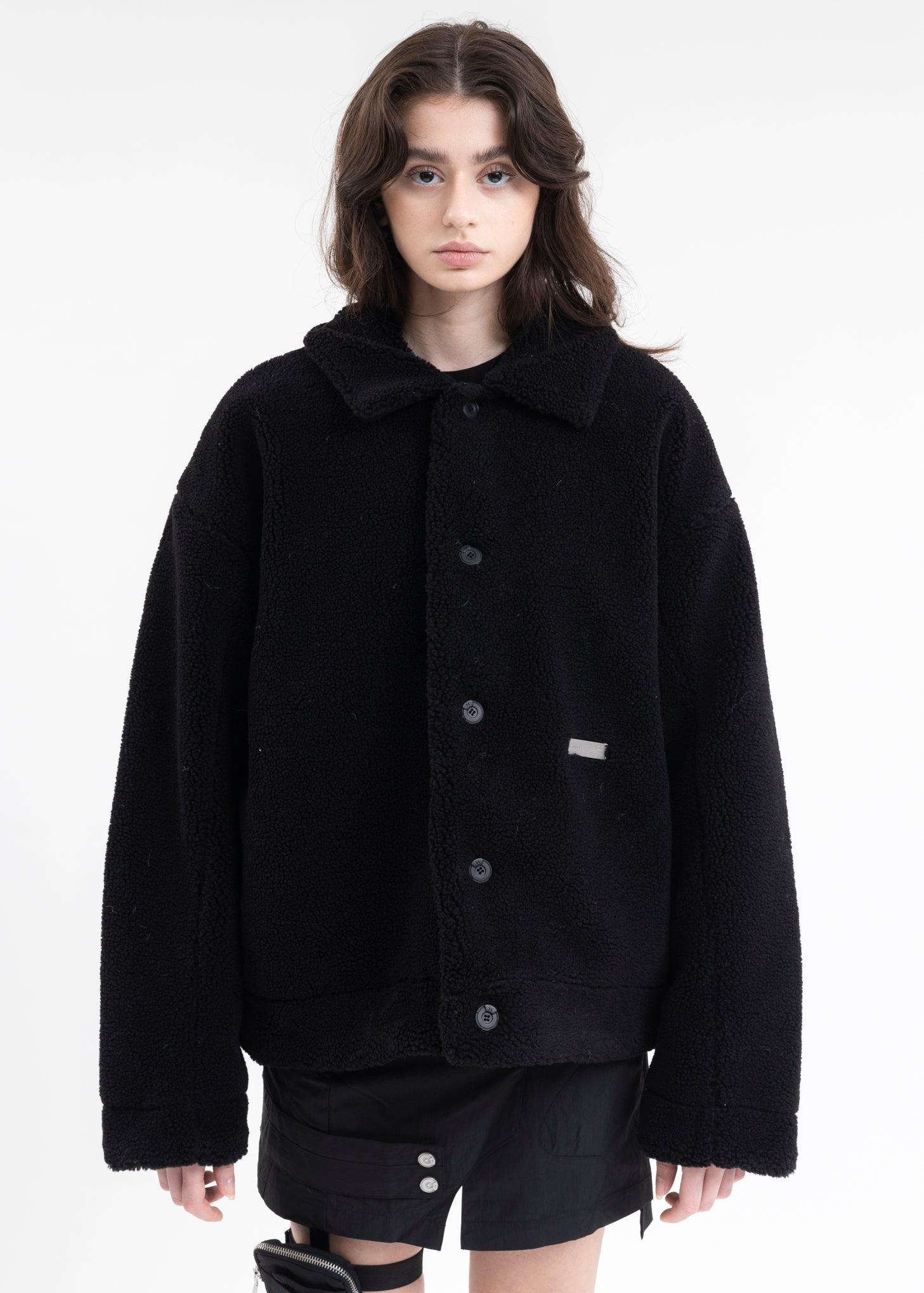 FUZZY BLACK HANDPRINT PADDED FLEECE JACKET – 017 Shop