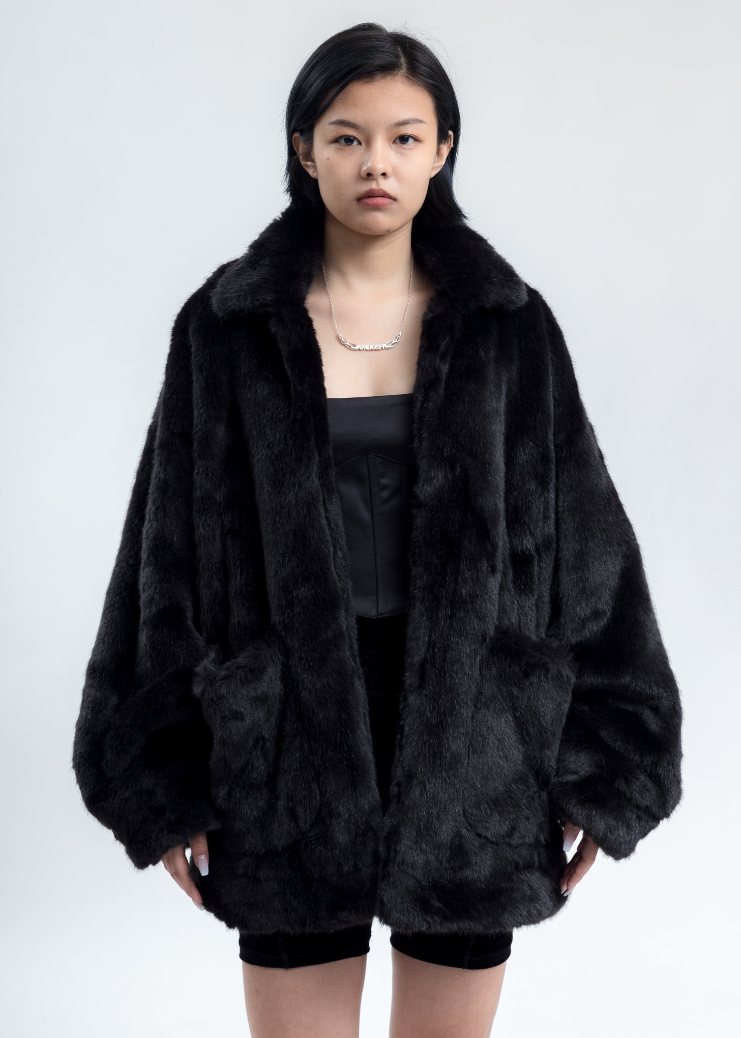 Black Hand-Painted Fur Jacket – 017 Shop