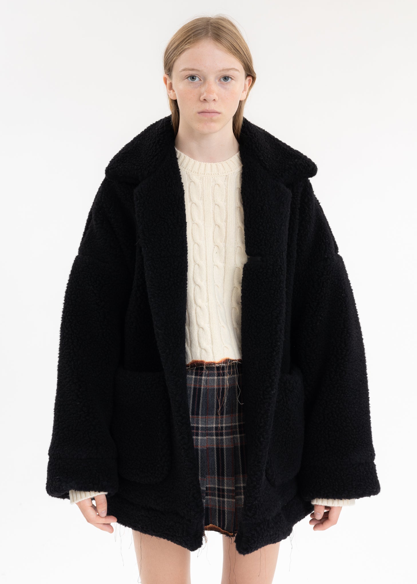 Black PHOTO STITCH EMBROIDERY FUR JACKET – 017 Shop