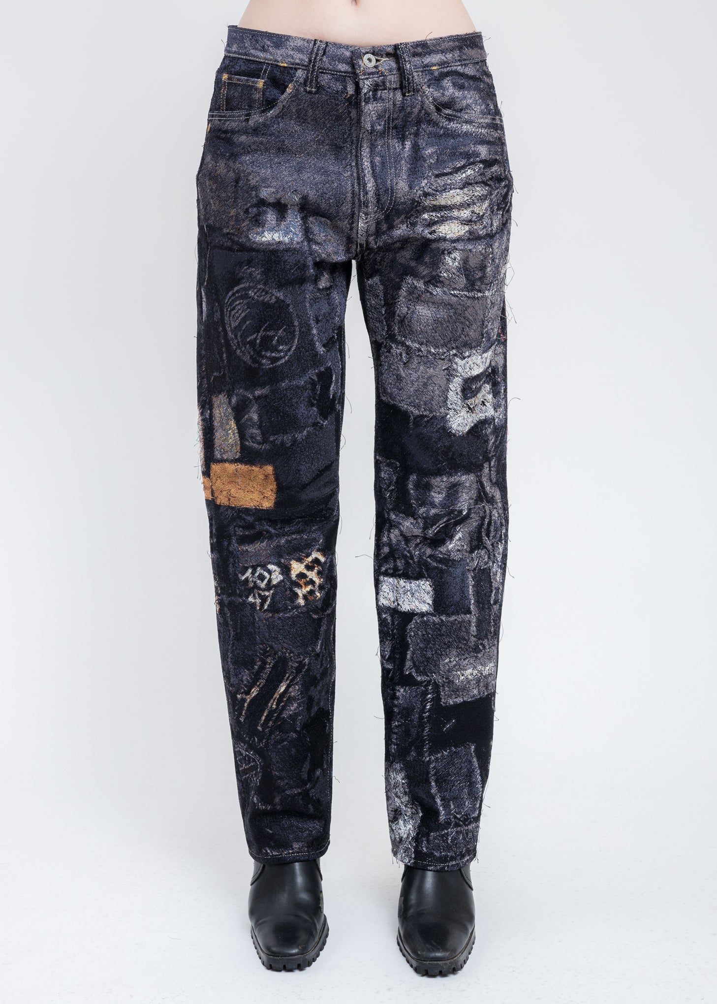 Black PHOTO STITCH Pants – 017 Shop