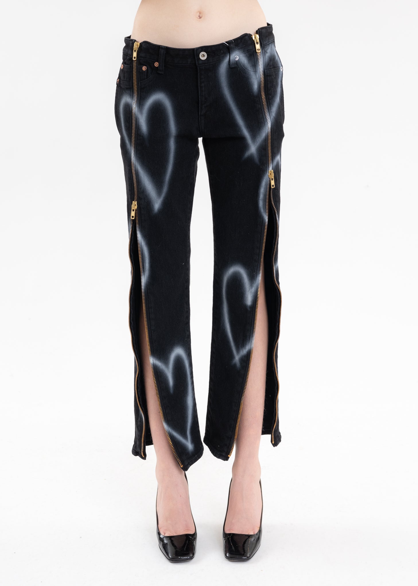 Black ZIP UP STRETCH DENIM PANTS – 017 Shop