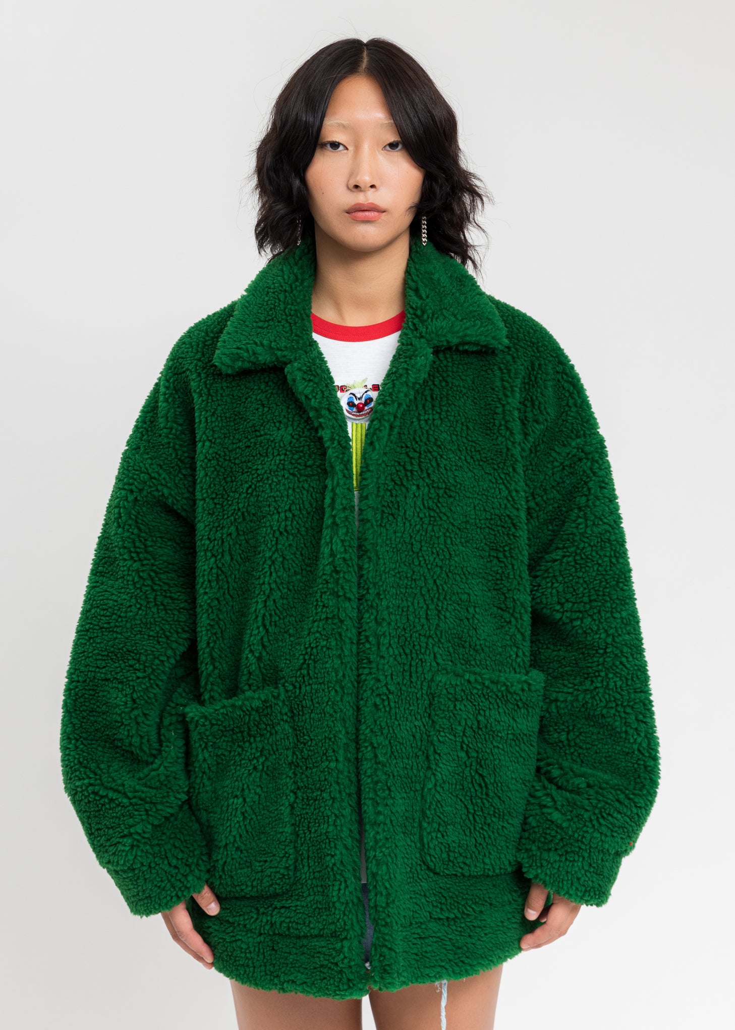 Green Hand-Painted Recycle Fur Jacket – 017 Shop