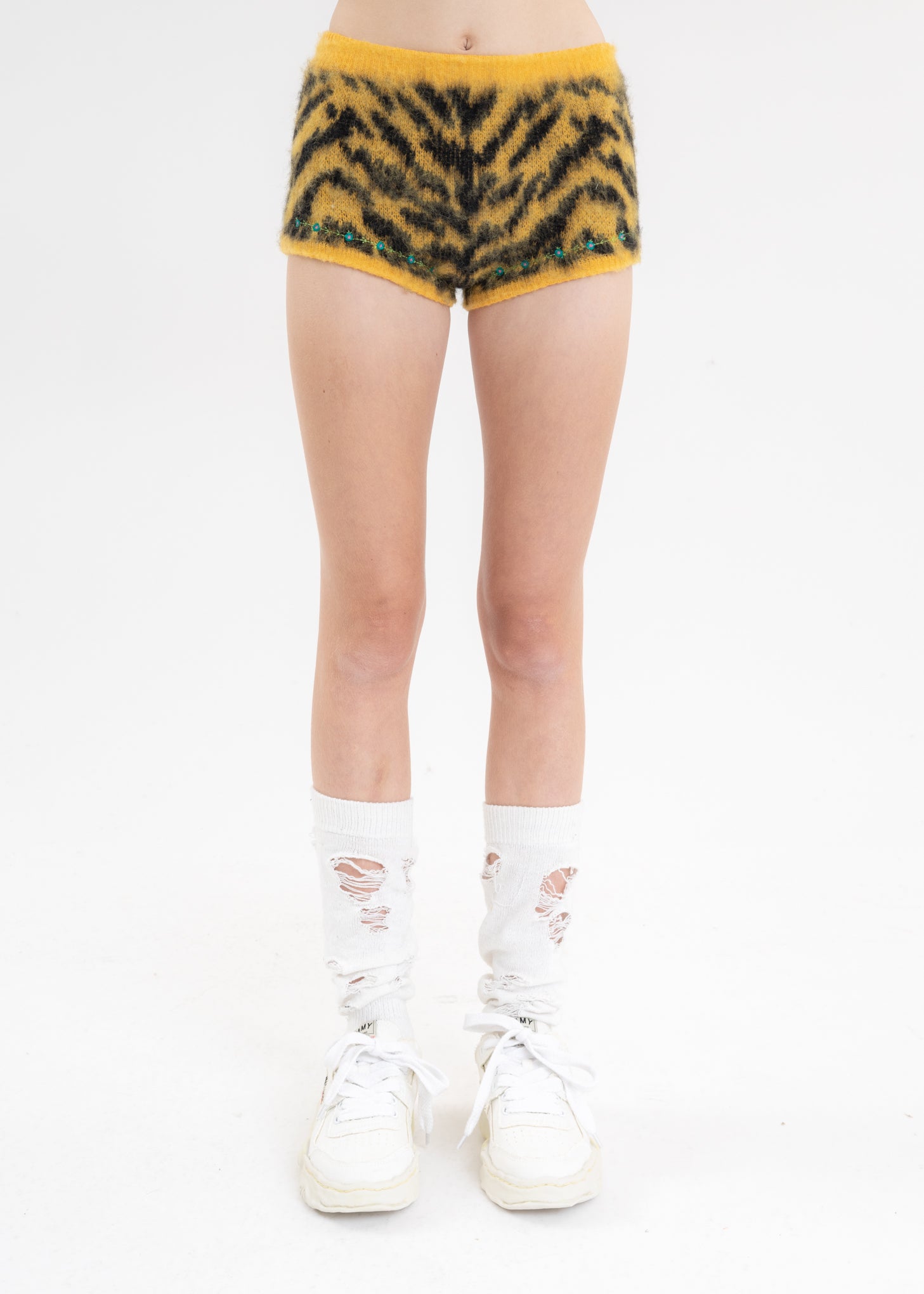 Yellow TIGER JACQUARD BRUSHED KNIT SHORTS – 017 Shop