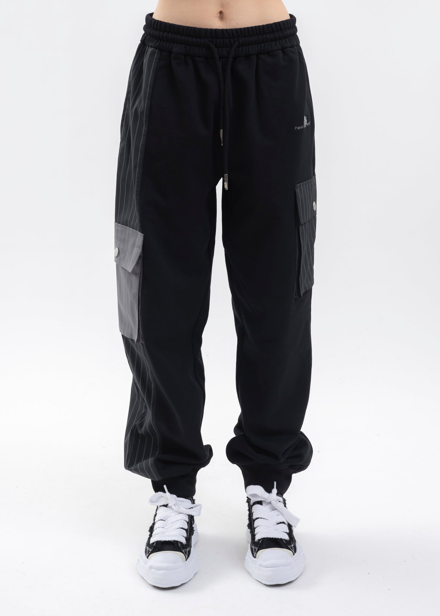 BLACK STRIPE POCKET SWEATPANTS – 017 Shop