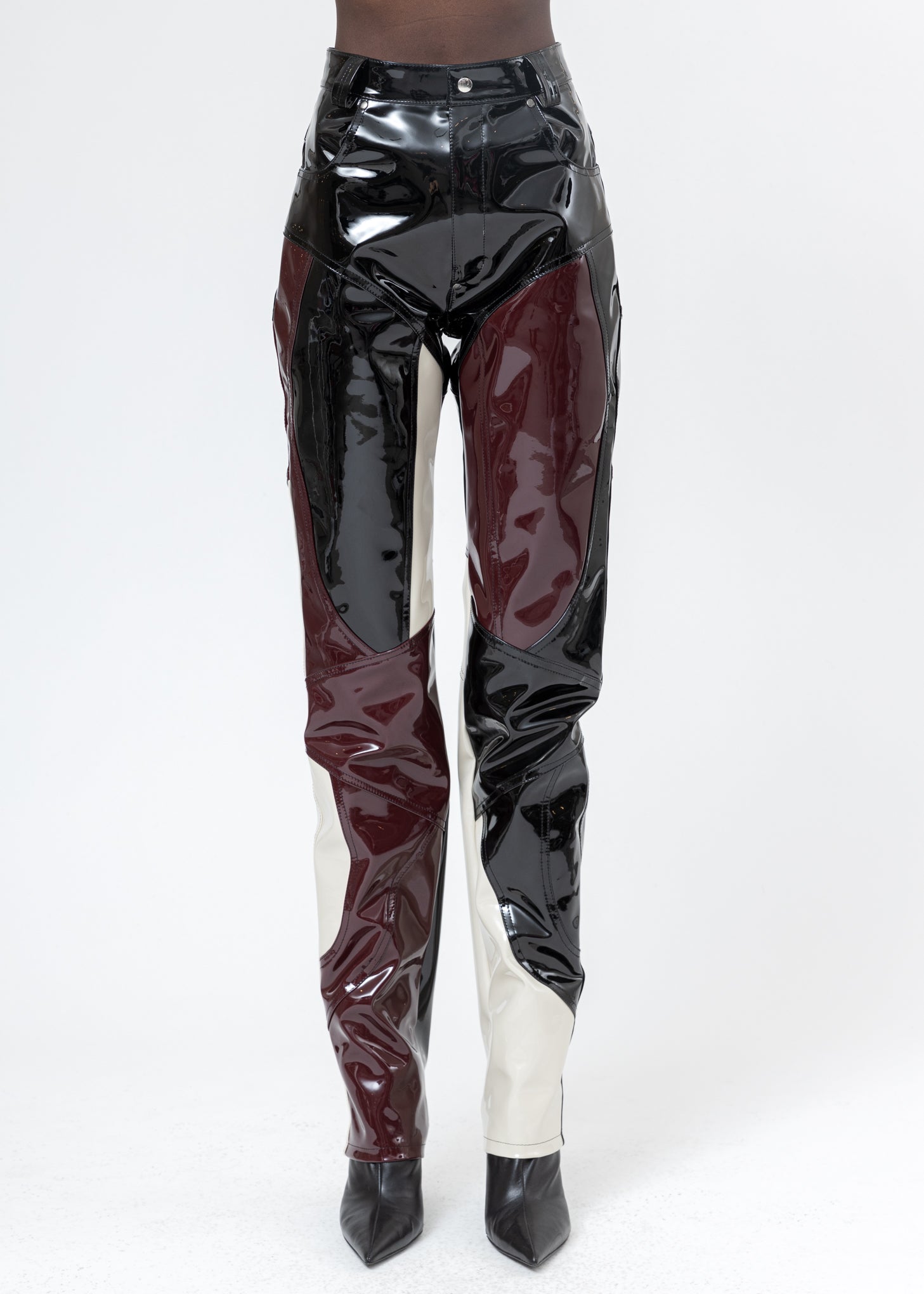 Patchwork Vinyl Trousers – 017 Shop