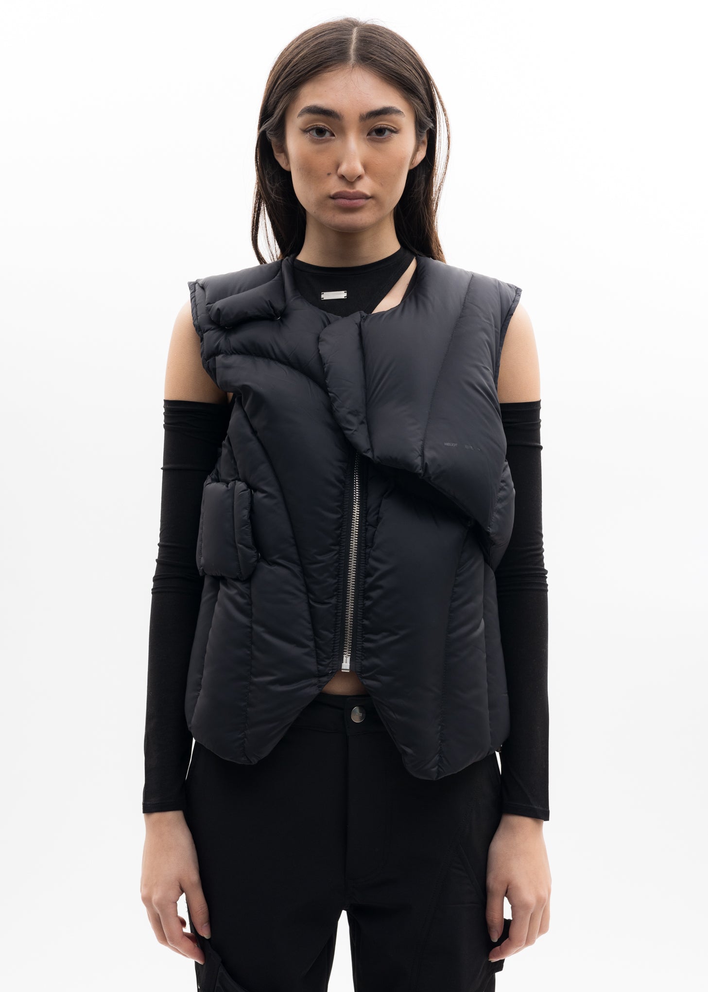 Black Layered Down Vest – 017 Shop