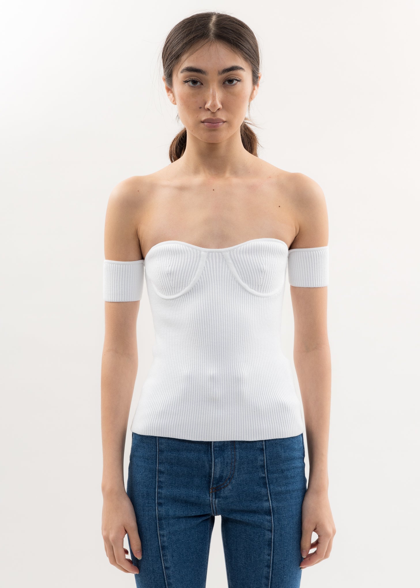 White Contour Pinched Top – 017 Shop