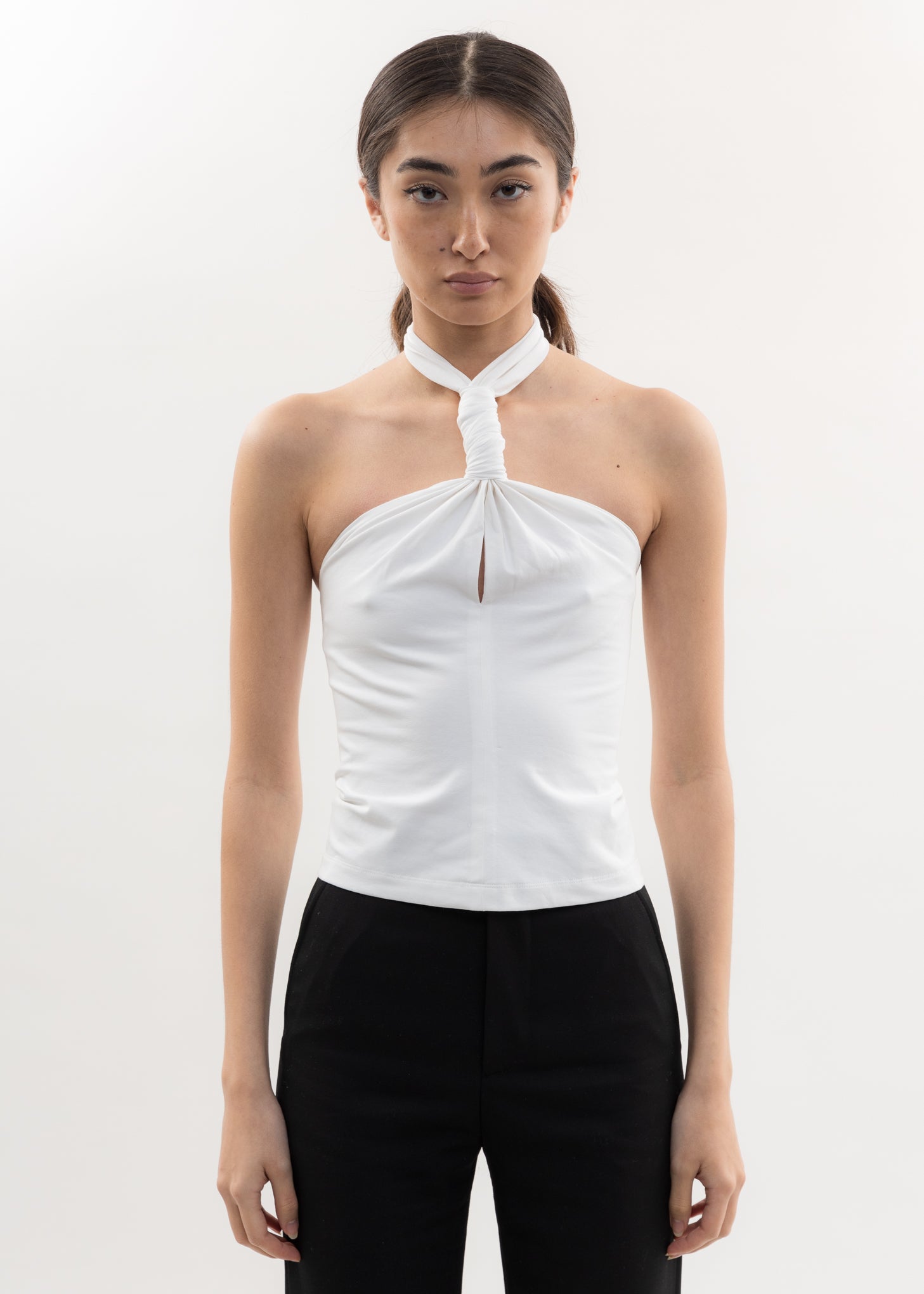 White Twist Halter Top – 017 Shop