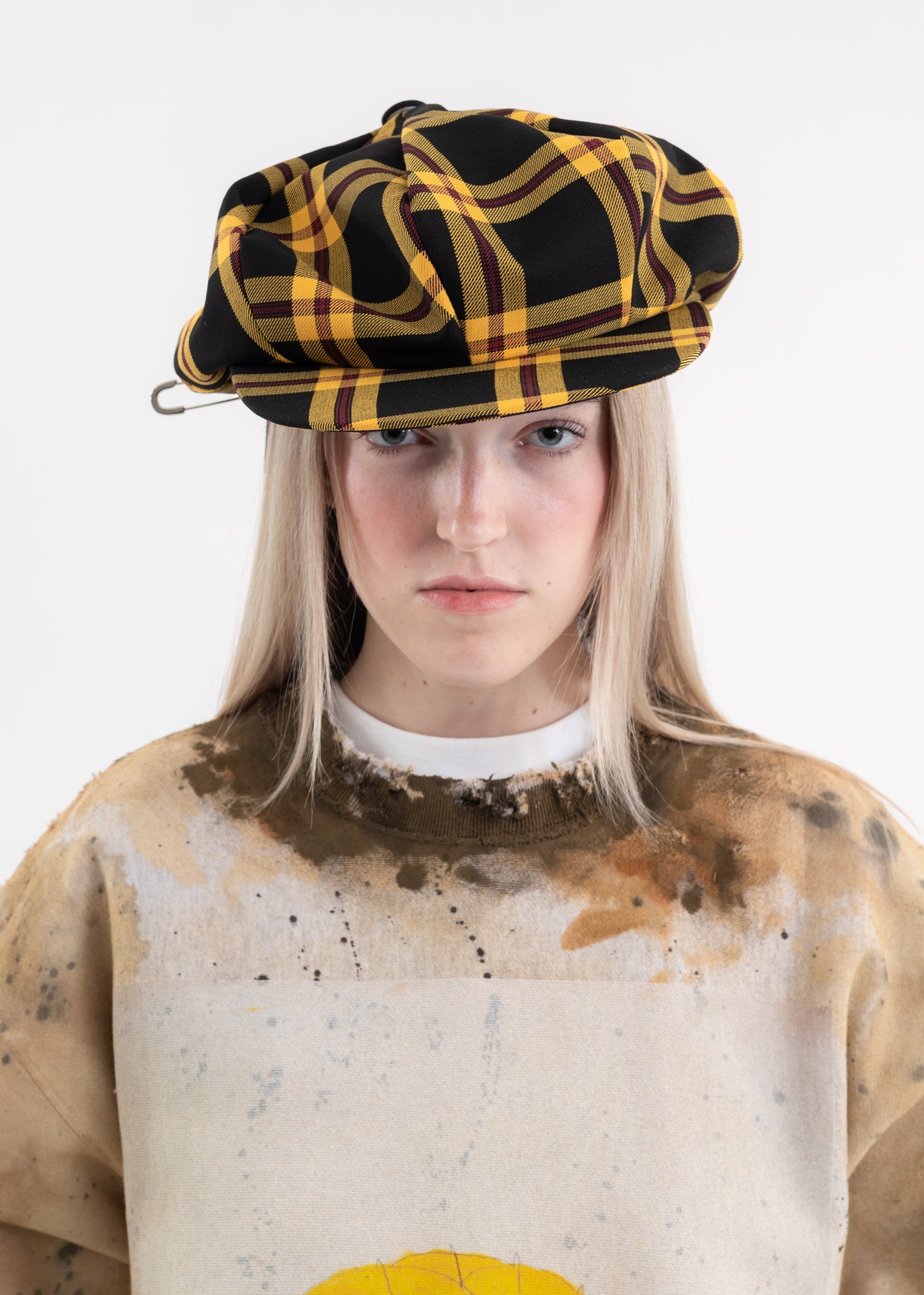 Yellow Tartan Check Metal Badges Casquette KIDILL × CA4LA Collaboratio ...