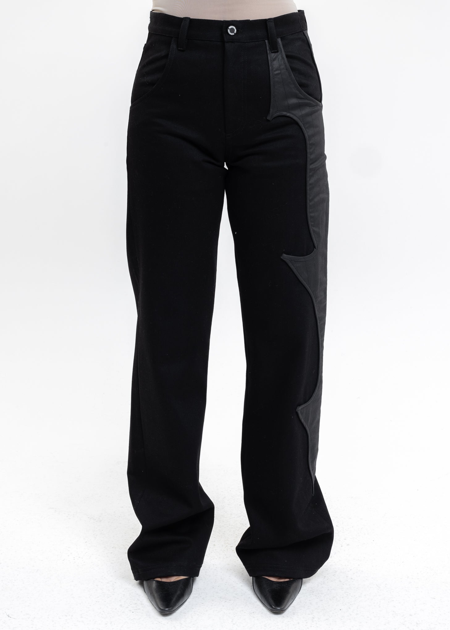 Black Denim Pants With Contrast Detail – 017 Shop
