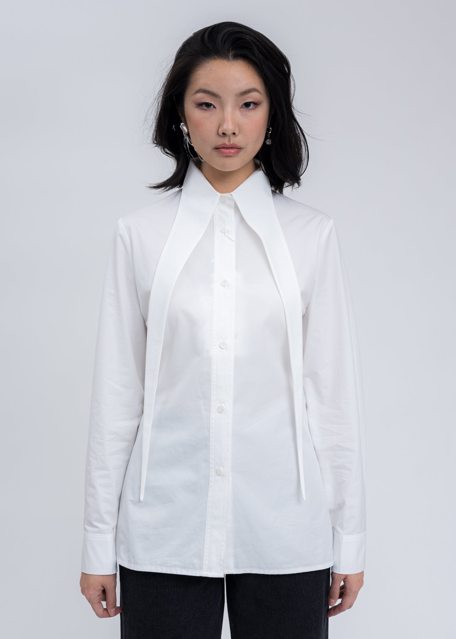 White Slim Fitneo Elf Collar Shirt – 017 Shop