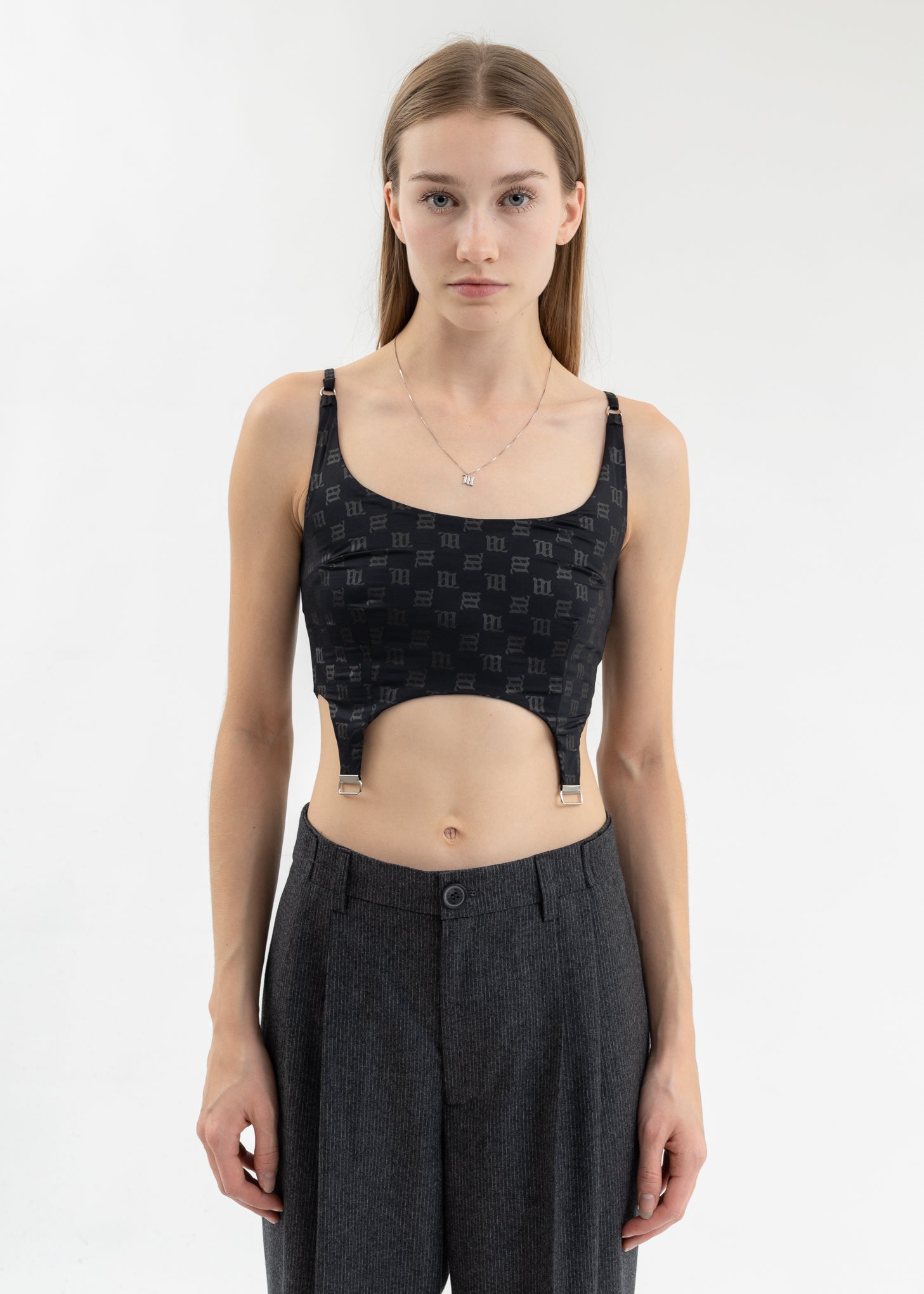 BLACK MONOGRAM LYCRA LINGERIE TOP – 017 Shop