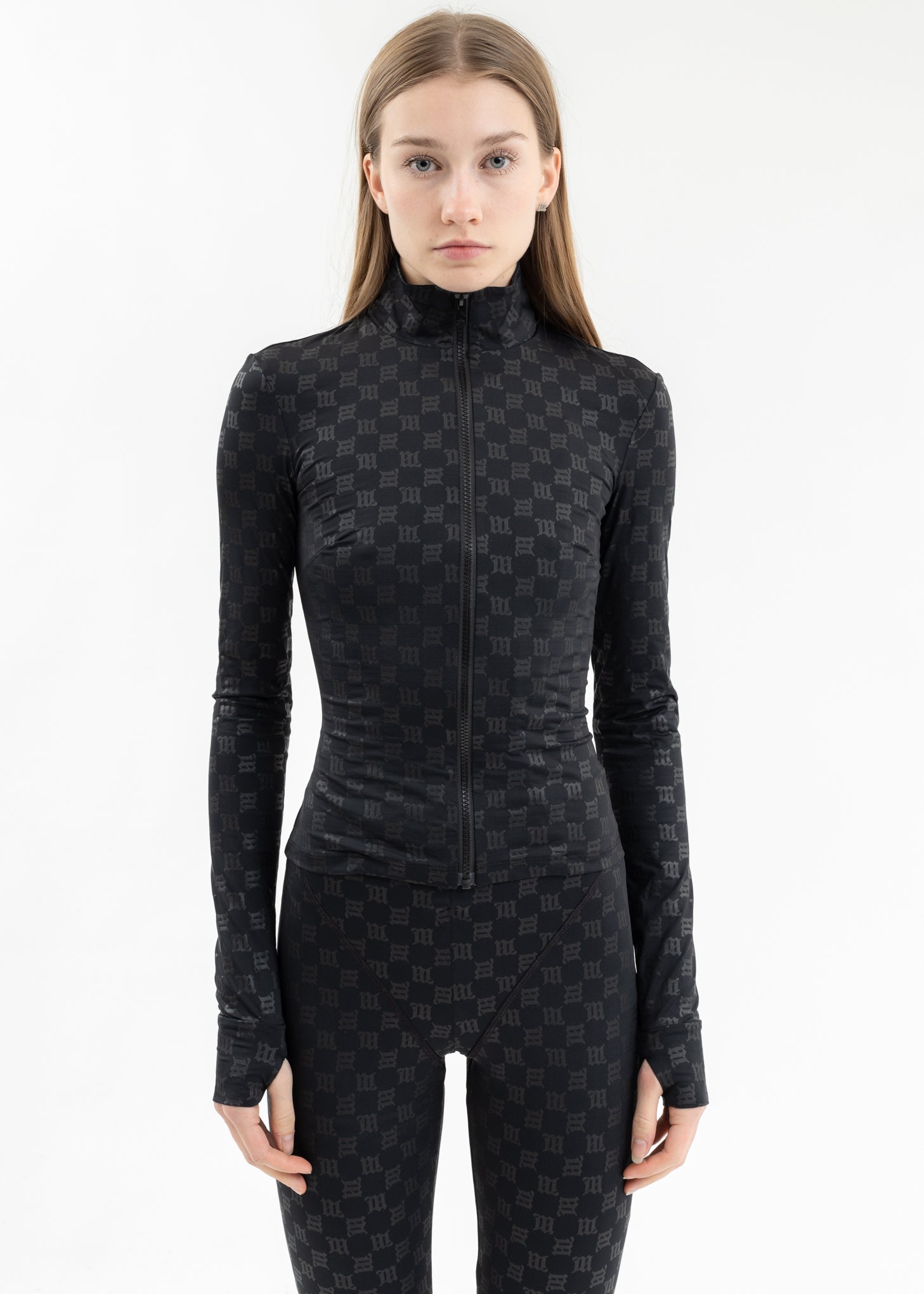 BLACK MONOGRAM ZIP TOP – 017 Shop