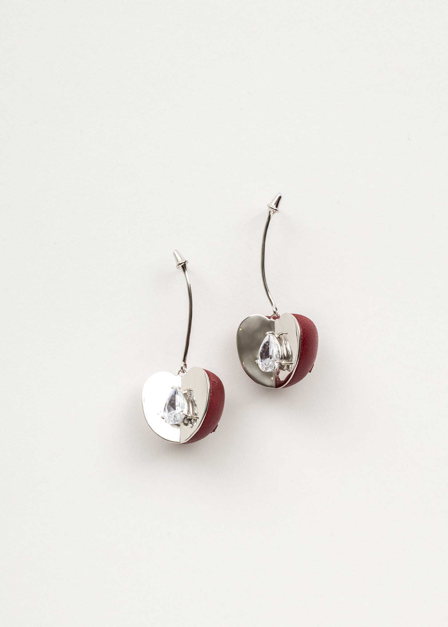 Silver Cut Cherry With Diamond Earring - Single – 017 Shop
