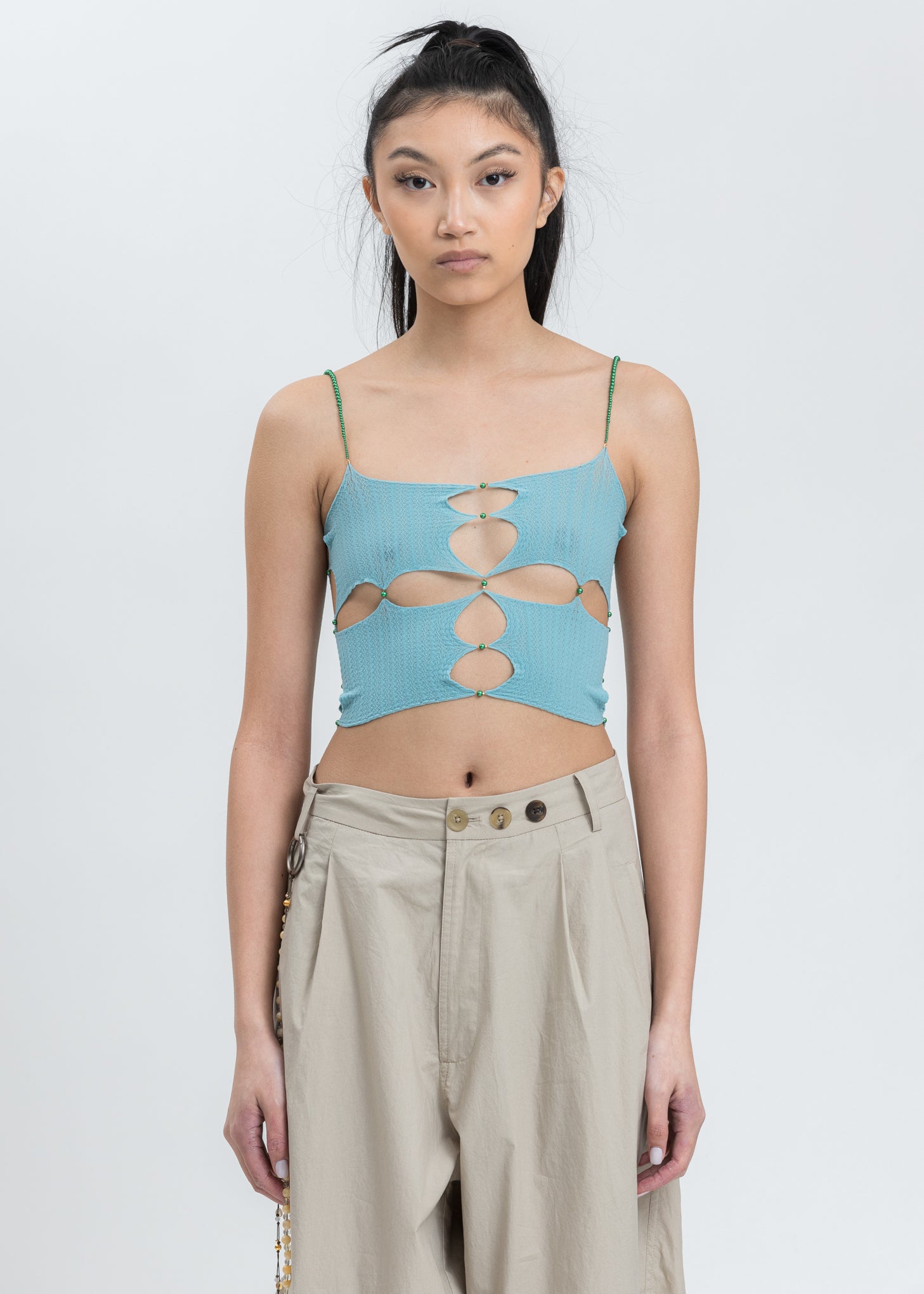 Aqua Tank Top w Center Cutout – 017 Shop