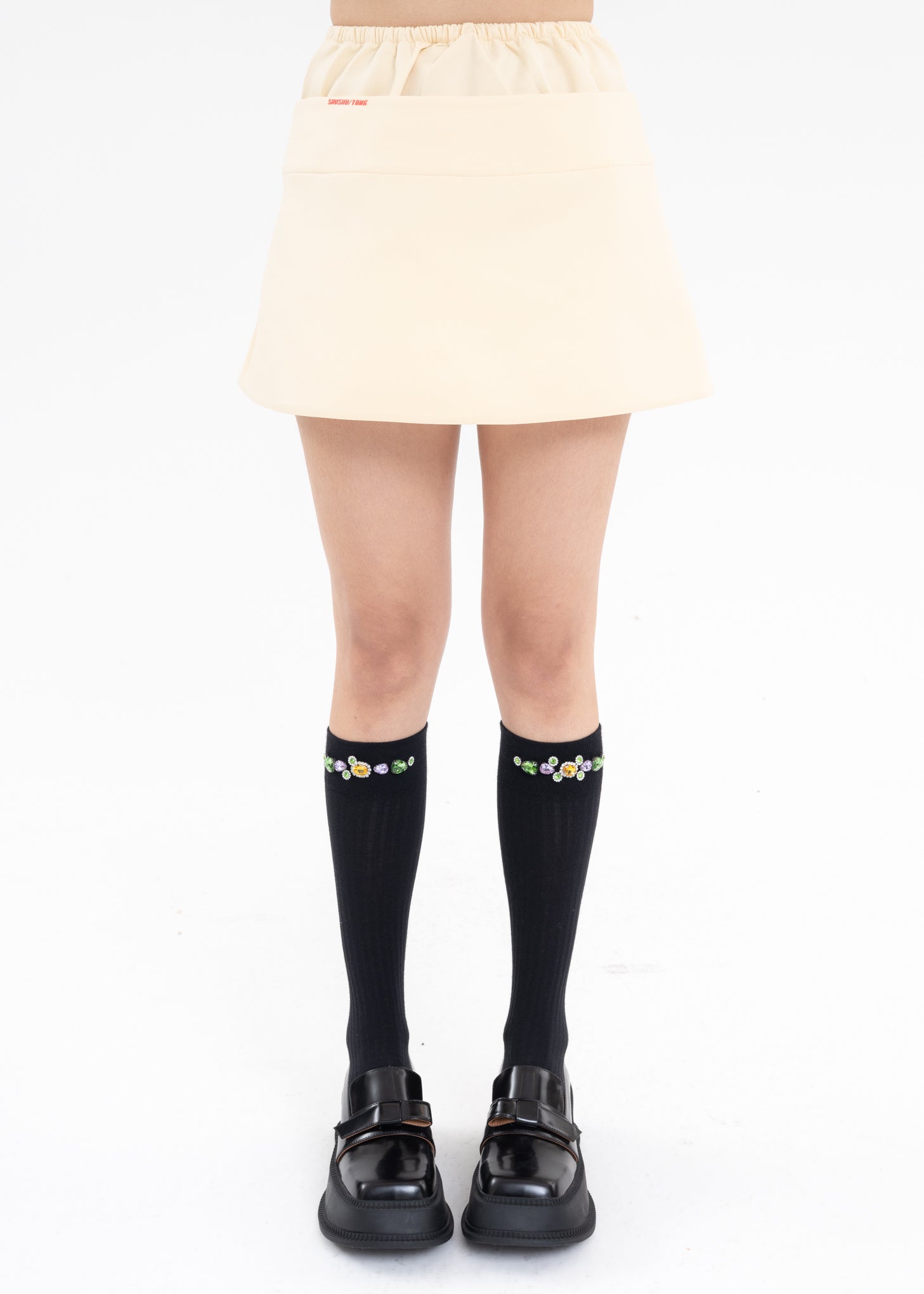 Nude Elastic Double Layer Skirt – 017 Shop