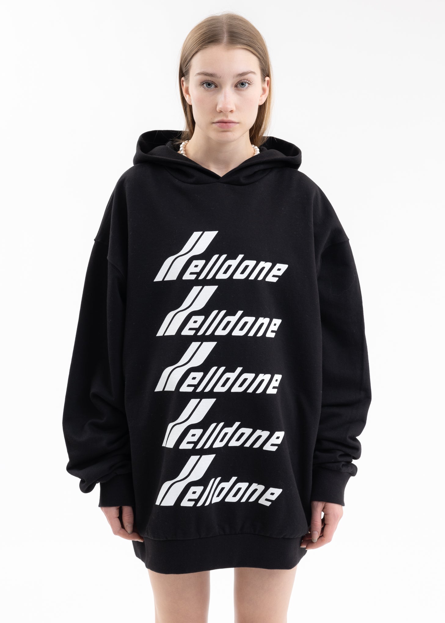 BLACK MULTIPLE FRONT LOGO HOODIE – 017 Shop