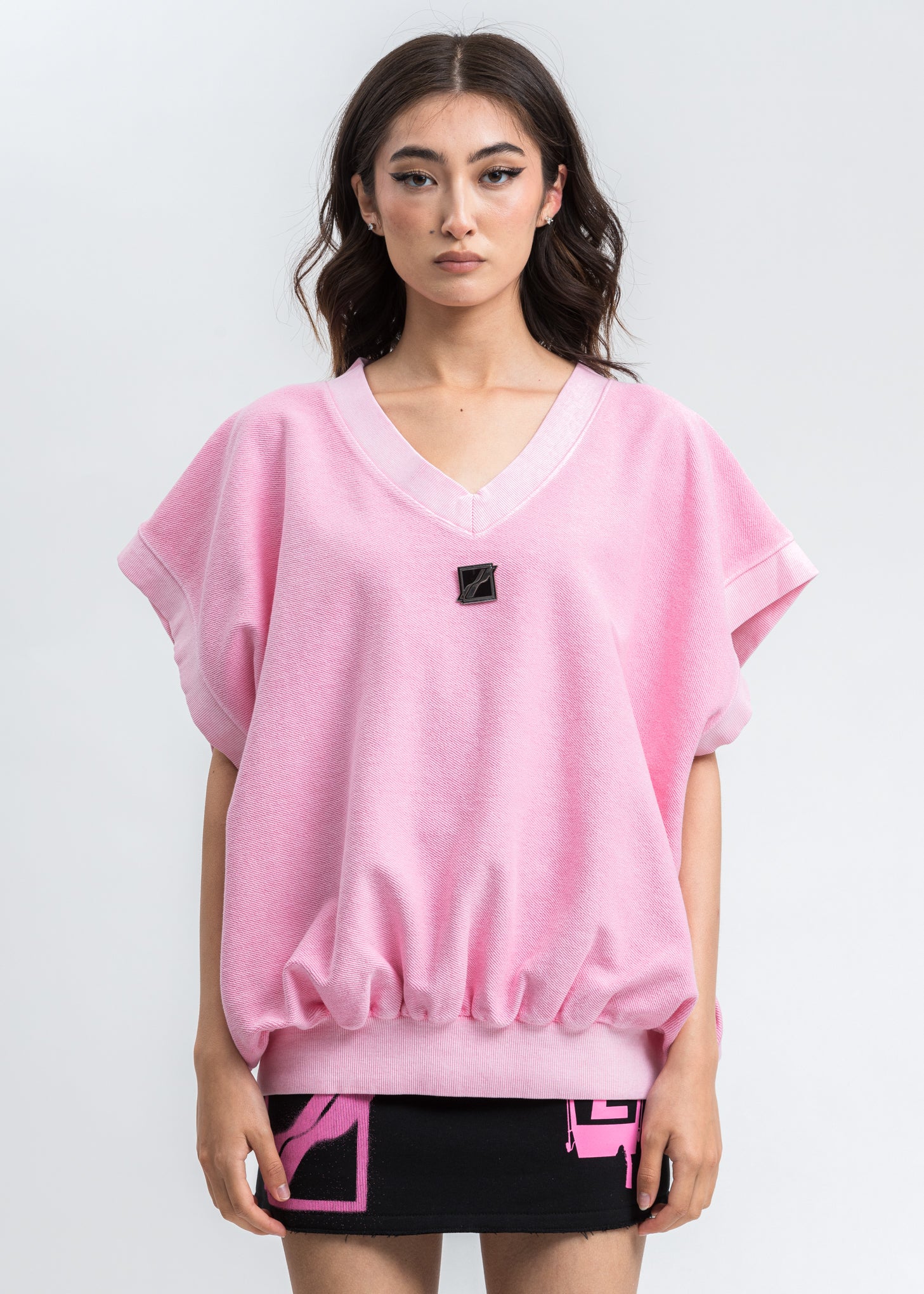 Neon Pink Metal Logo Oversize Vest – 017 Shop