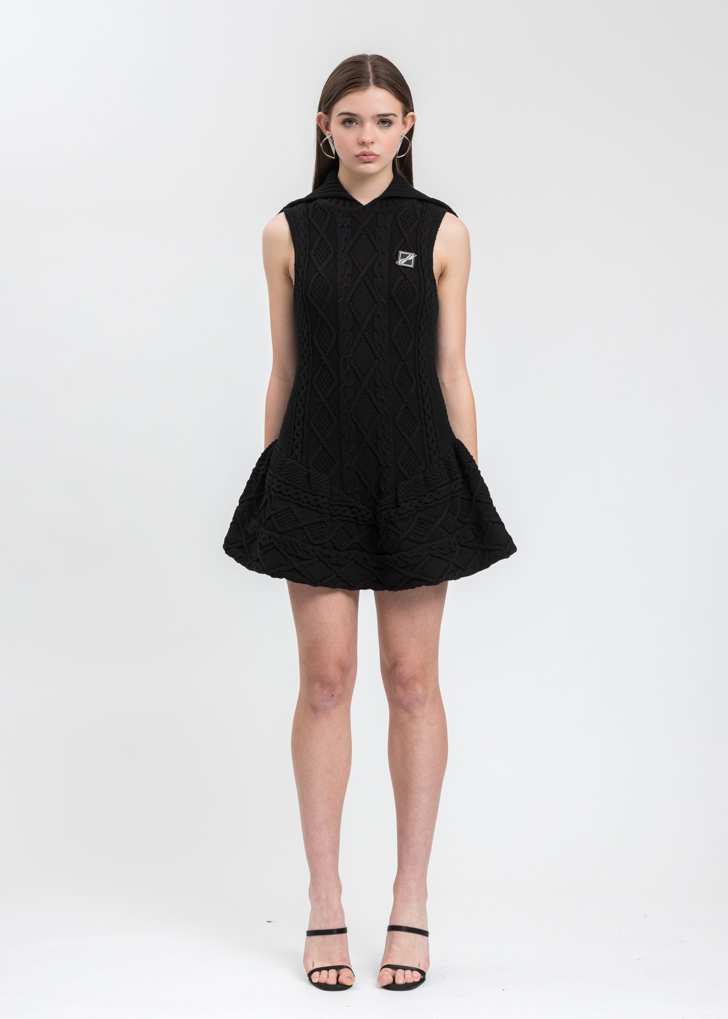 Black Drop Waist Bubble Mini Cable Dress – 017 Shop