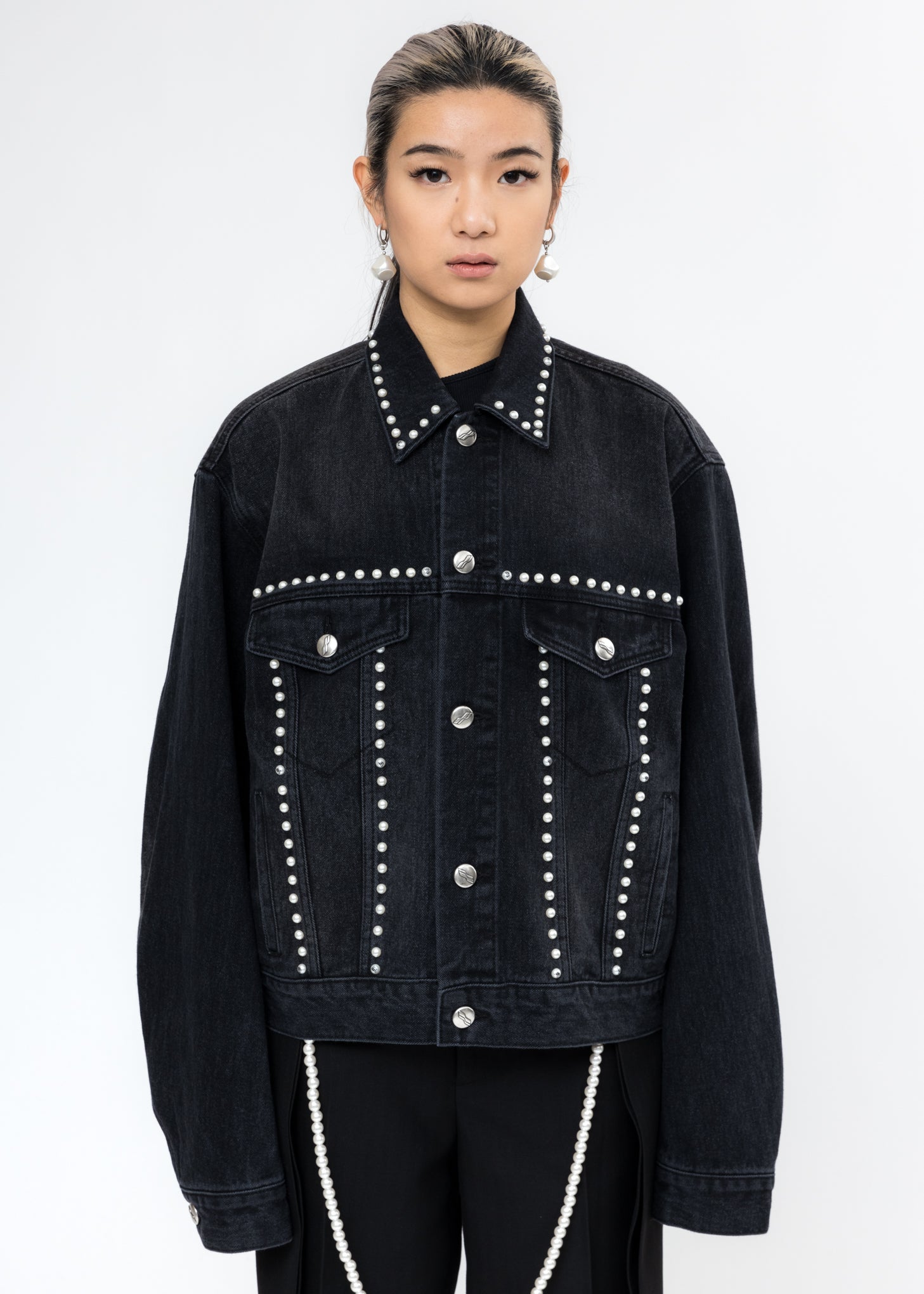 Black Pearl Lining Denim Jacket – 017 Shop