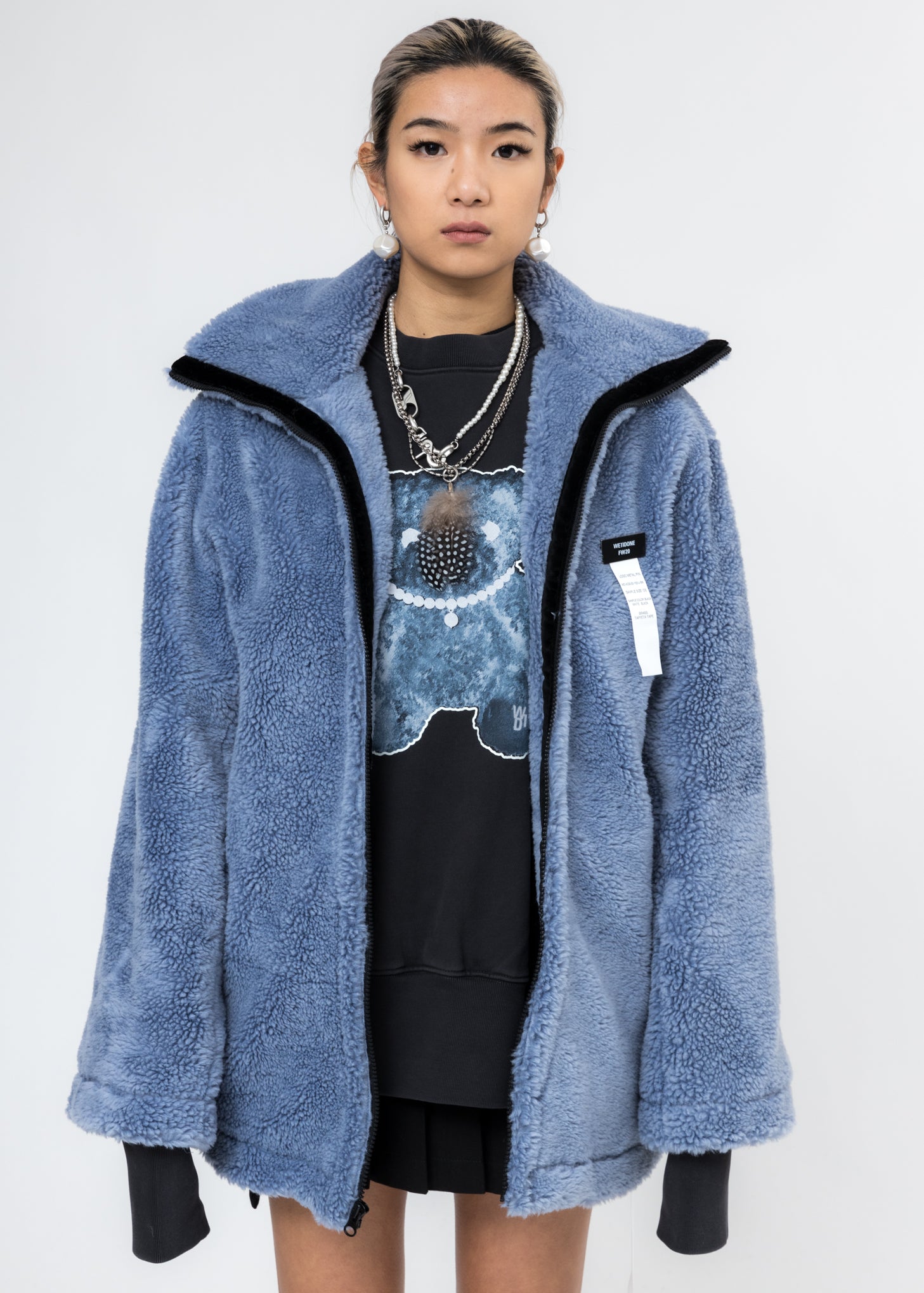 Blue Faux Fur Jumper With Pin – 017 Shop