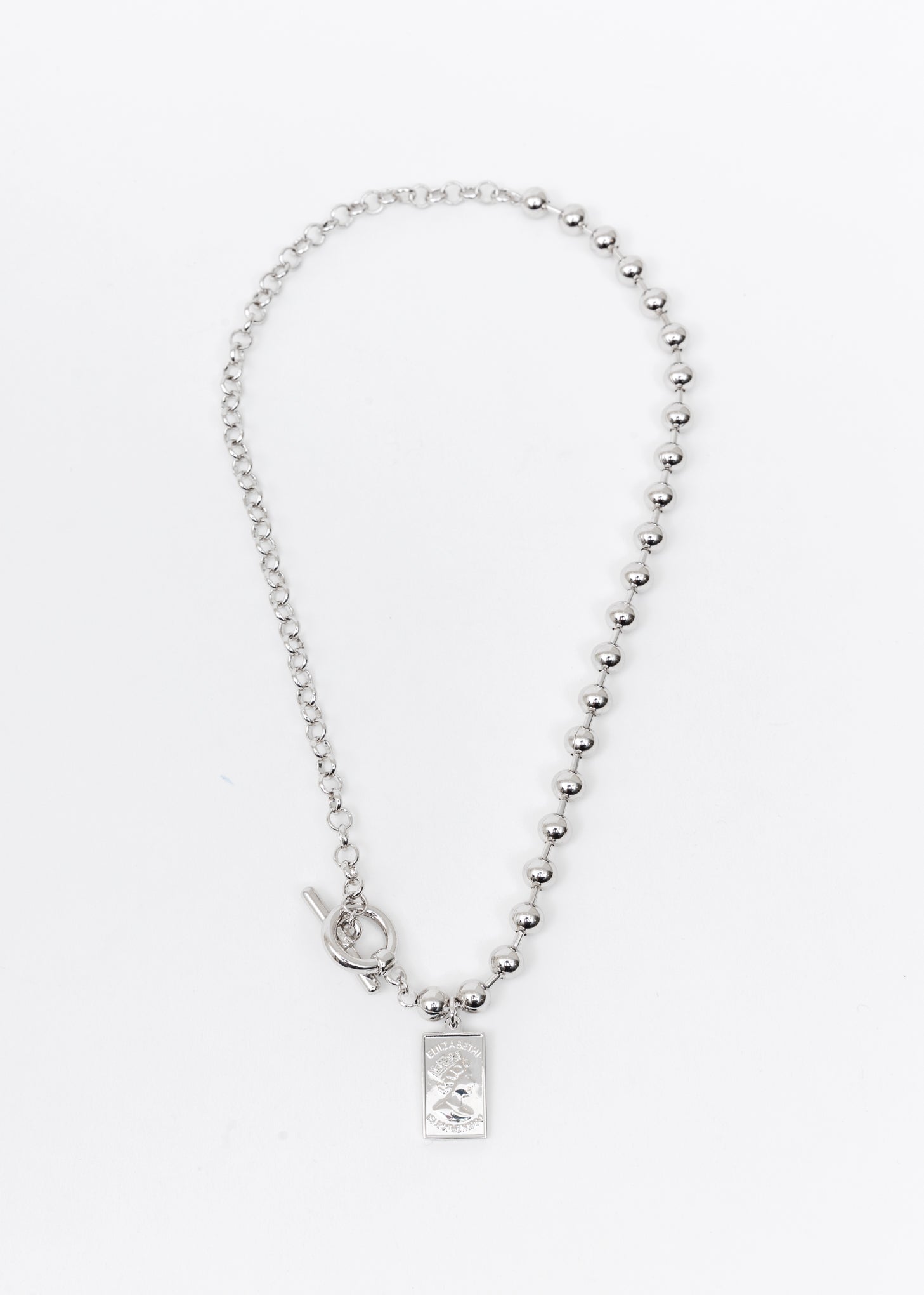 Silver Ball Chain Necklace With Coin – 017 Shop