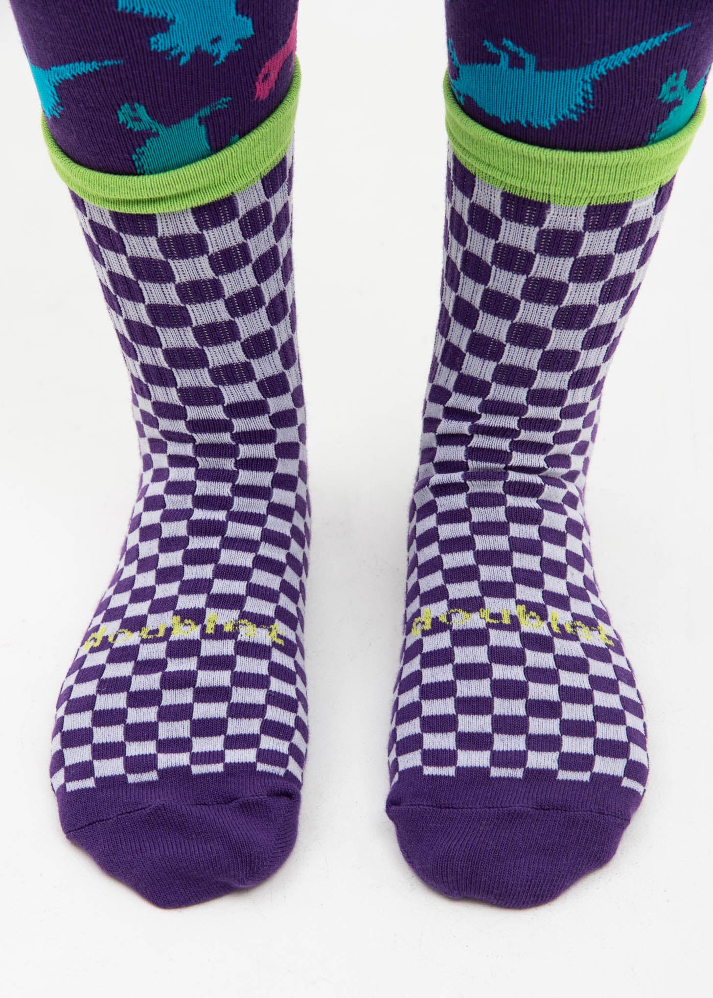Purple 3 Layered Checker Flag Socks – 017 Shop