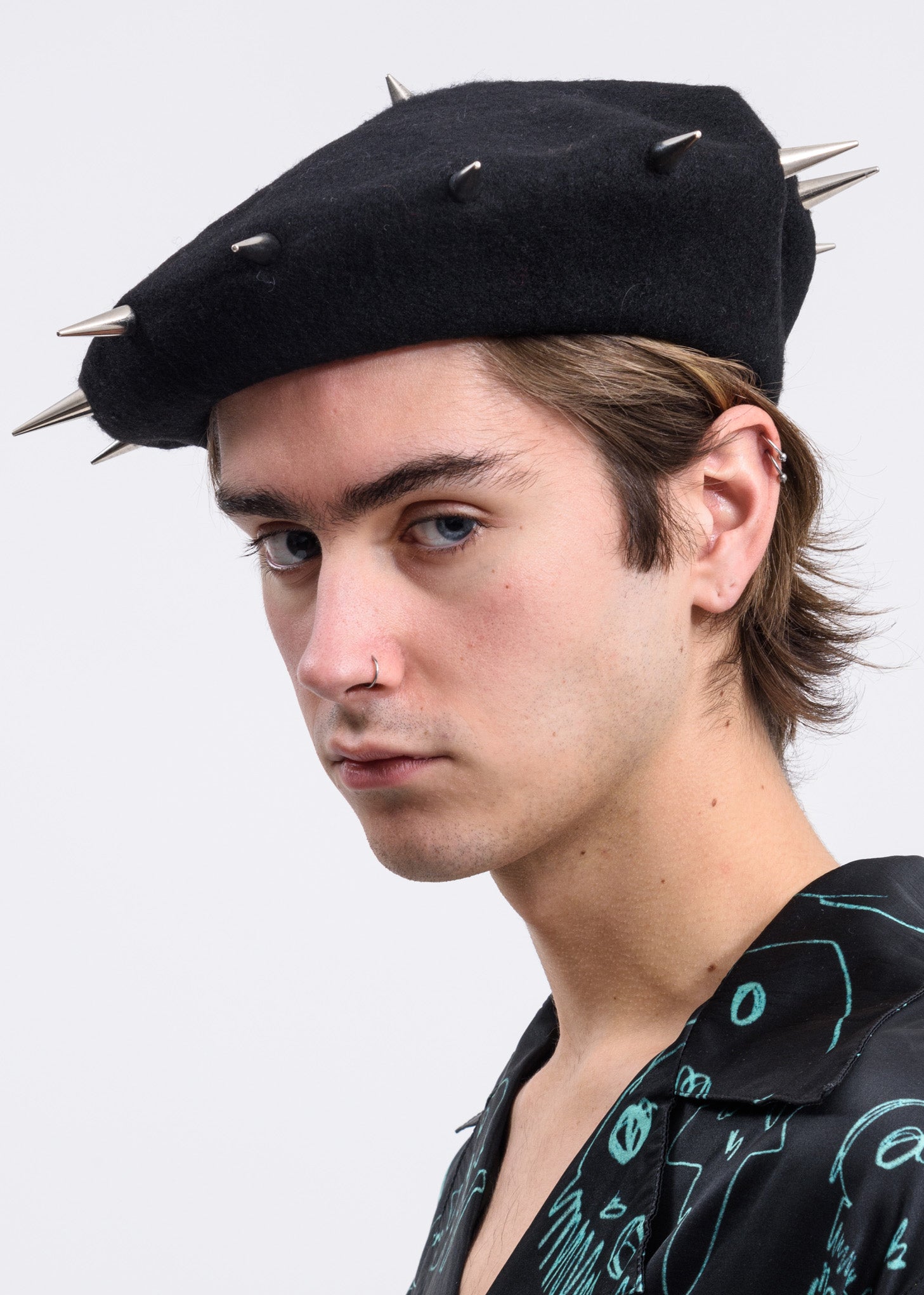 Black Silver Stud Beret – 017 Shop