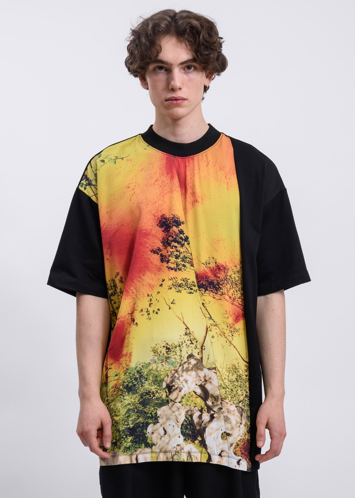 Black and Yellow Guohua Panel T-Shirt – 017 Shop