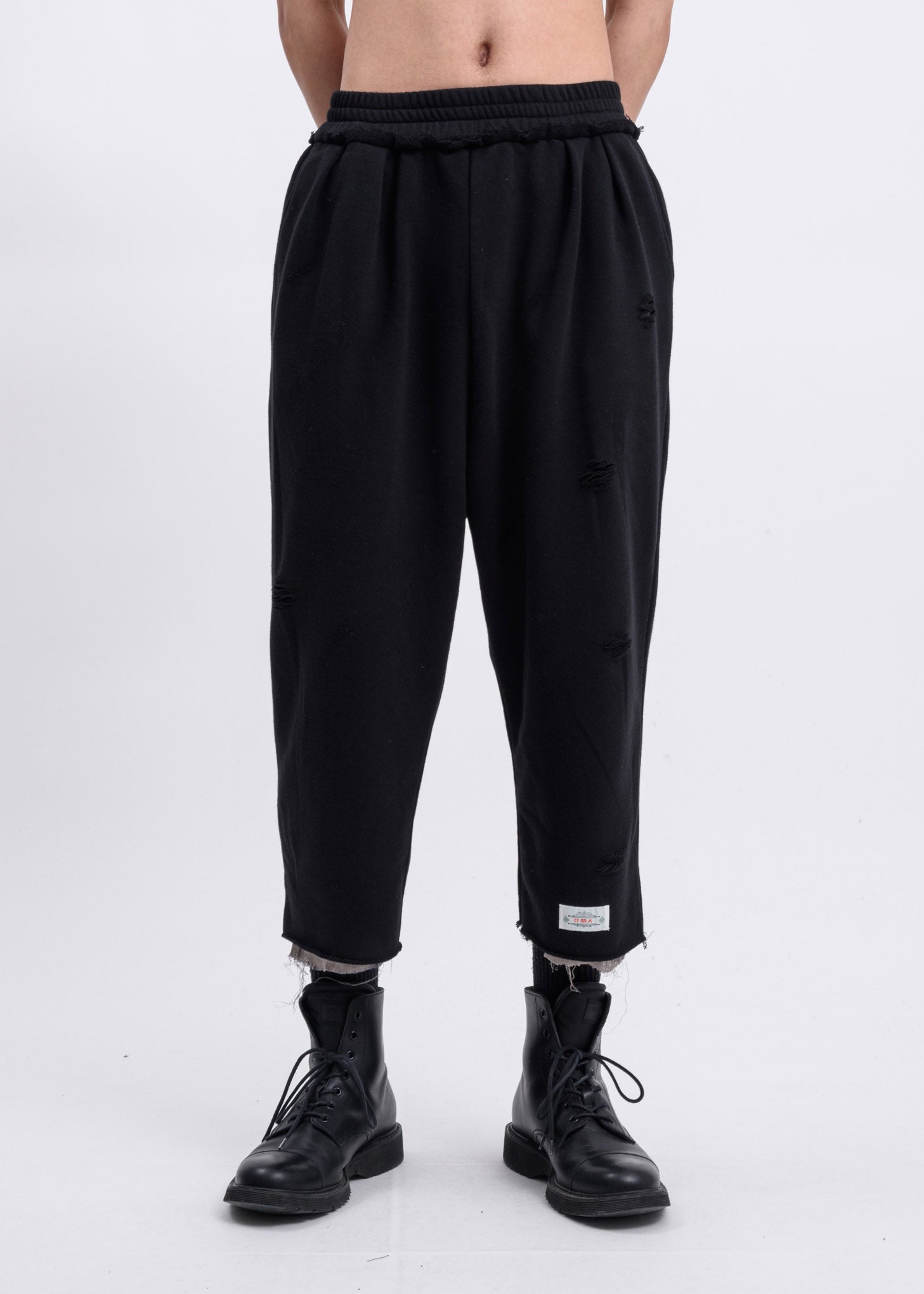 Black Distressed Wide Leg Patch Pants – 017 Shop