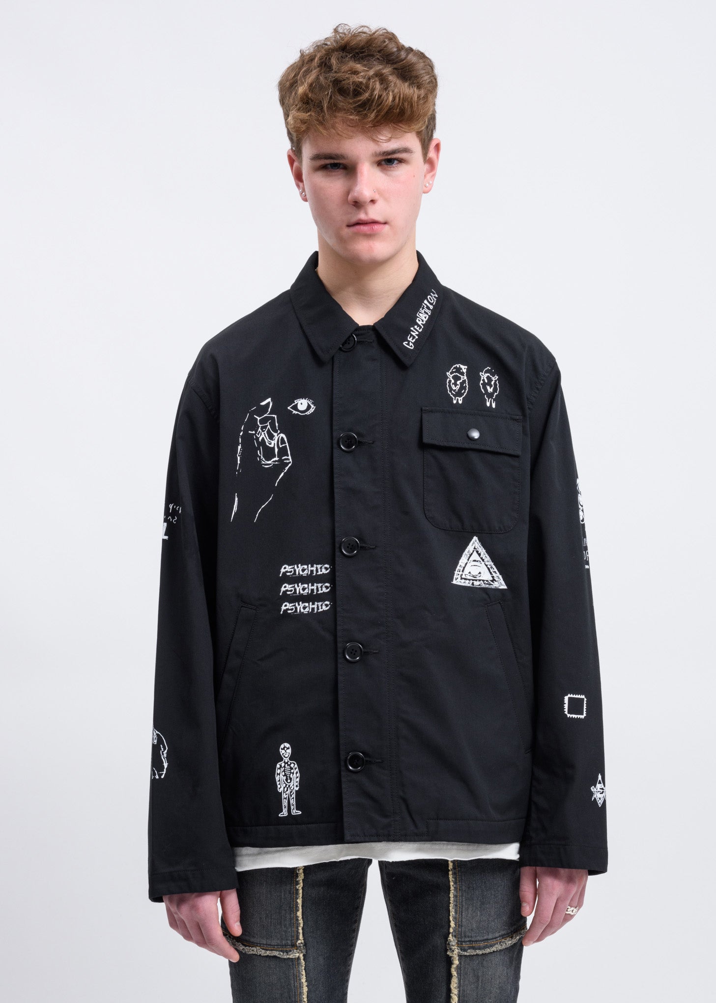 Black Yuji Okamoto Graphic Jacket – 017 Shop