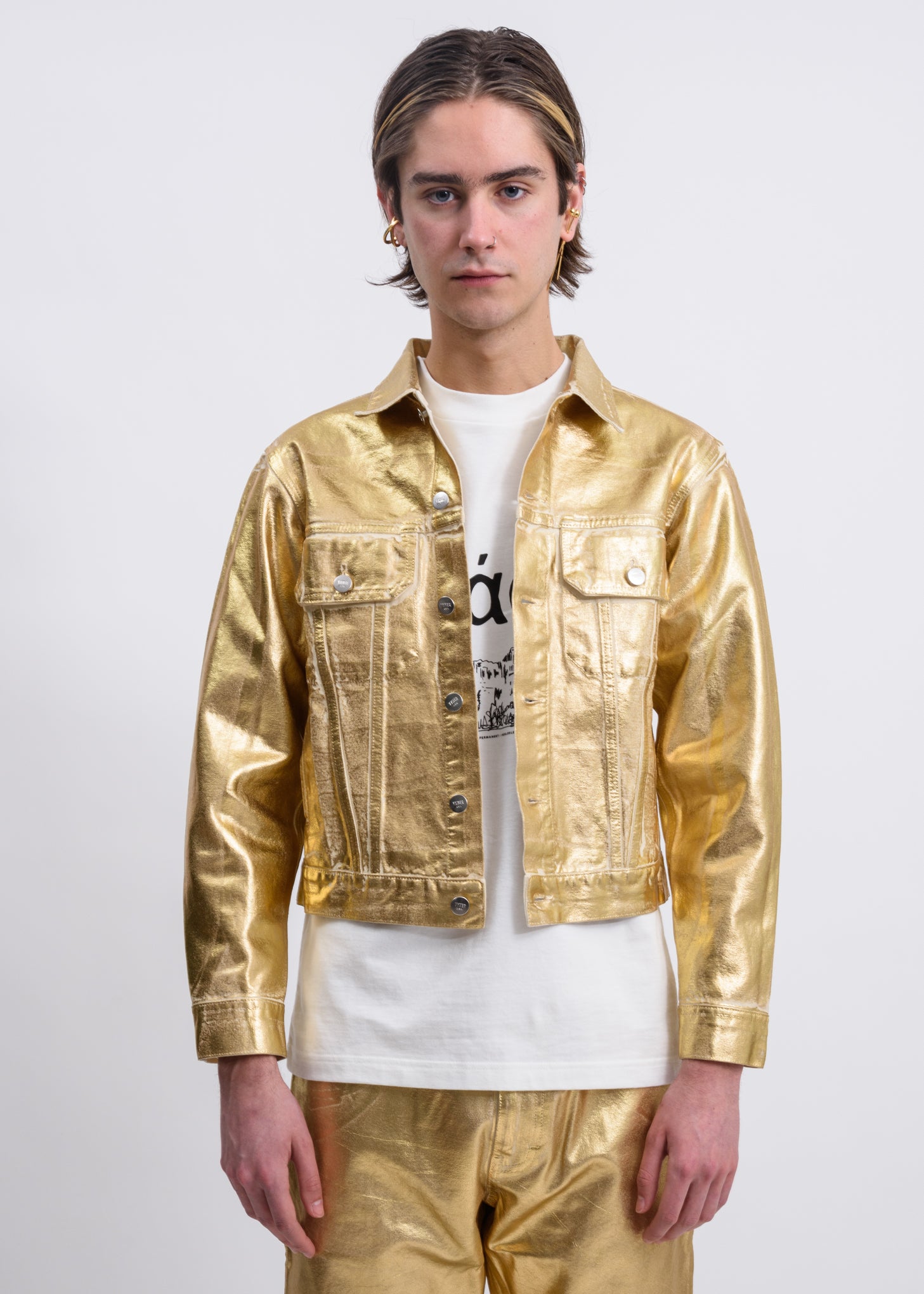 Gold Trucker Jacket – 017 Shop