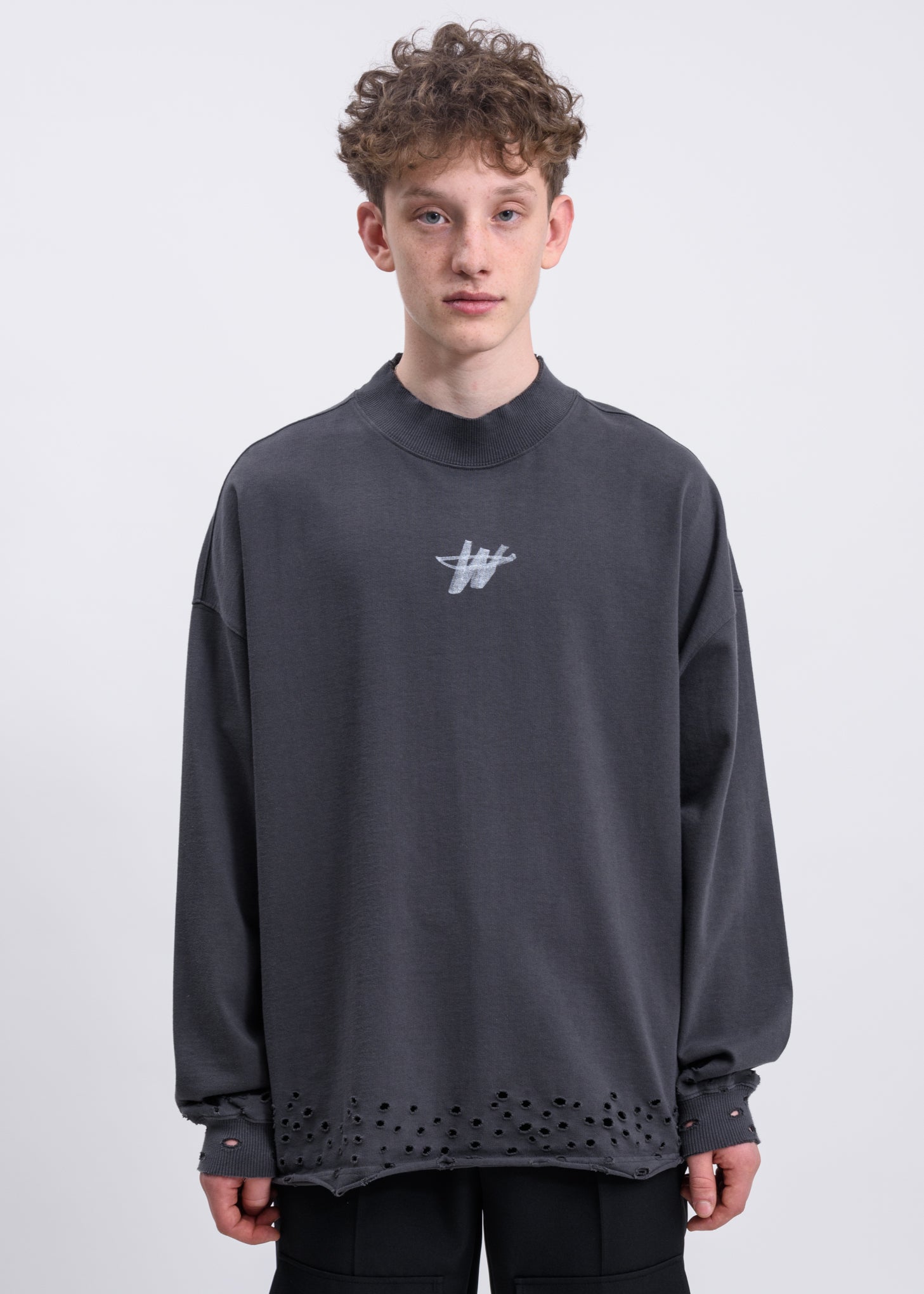 Charcoal High Neck WD Logo Sweater – 017 Shop