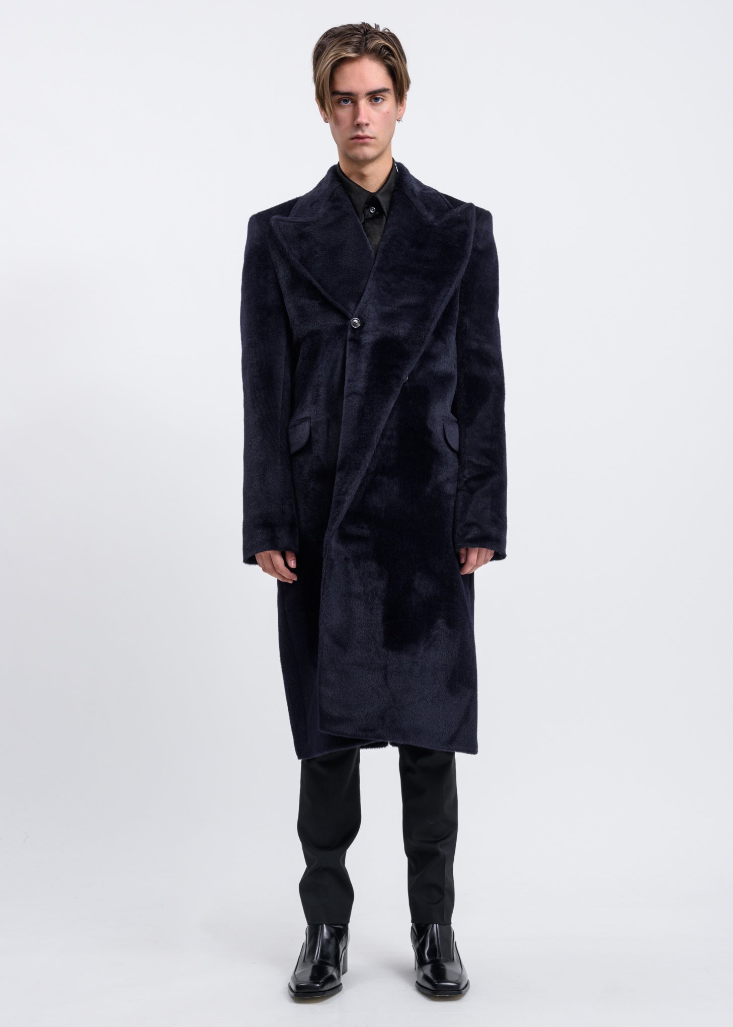 Dark Navy Double Lapel Coat – 017 Shop