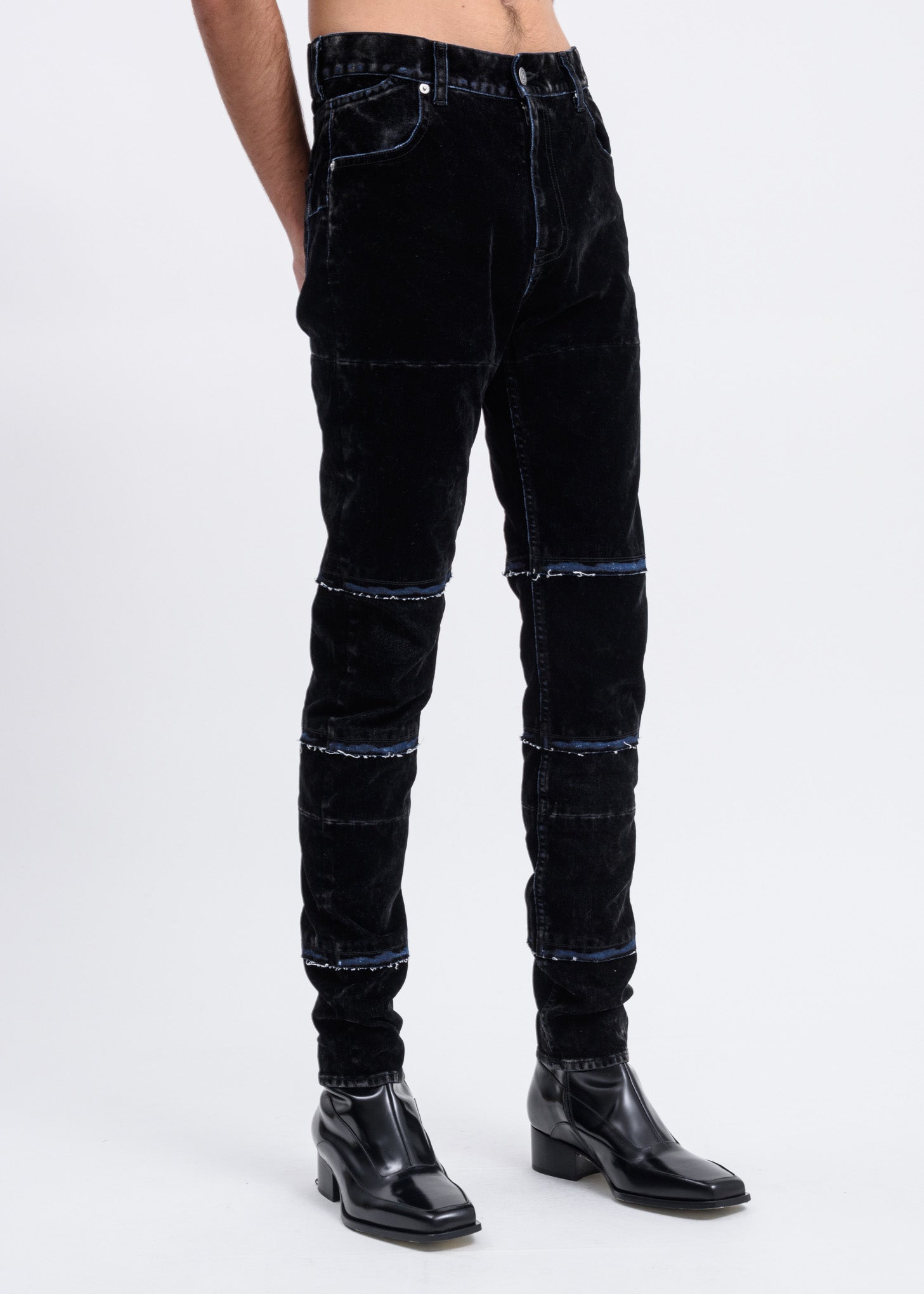 Black Tiered Flock-print Denim Skinny Jeans – 017 Shop