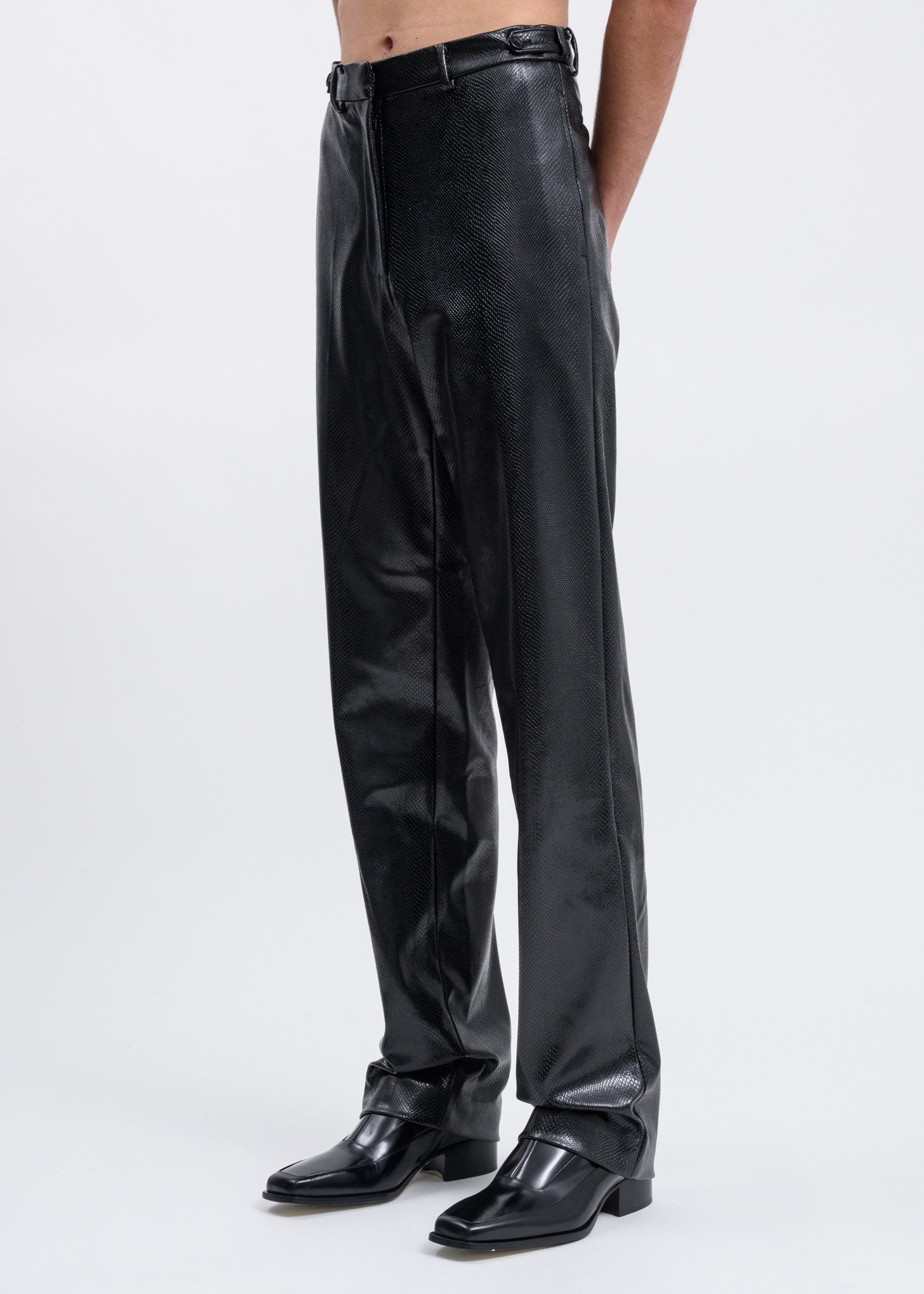 Black Python Faux Leather Trousers – 017 Shop