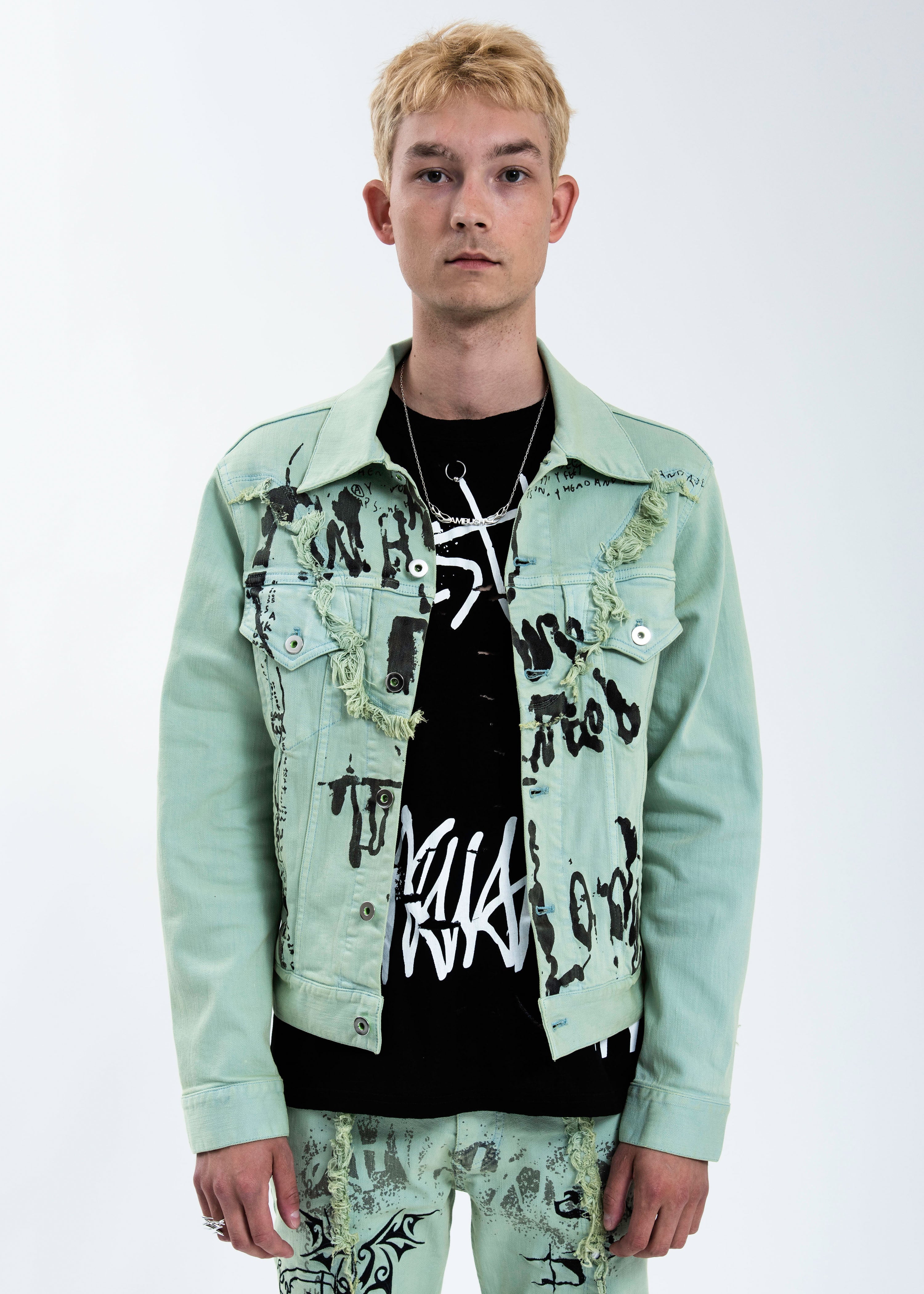 Green Graffiti Denim Jacket – 017 Shop