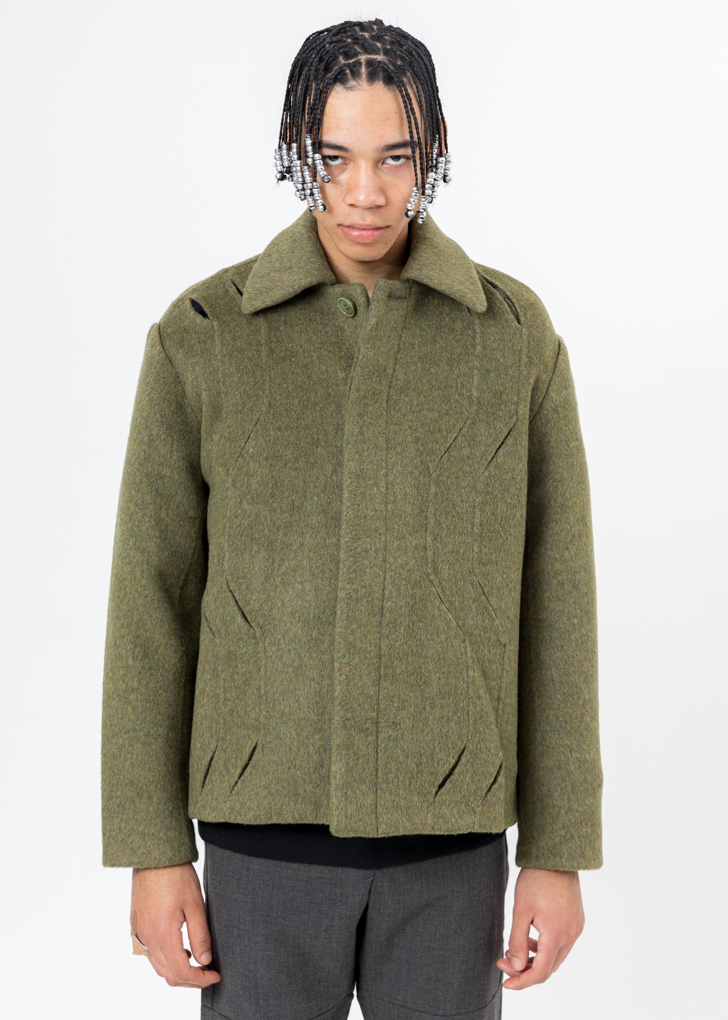 Green Wool Cut-Out Jacket – 017 Shop