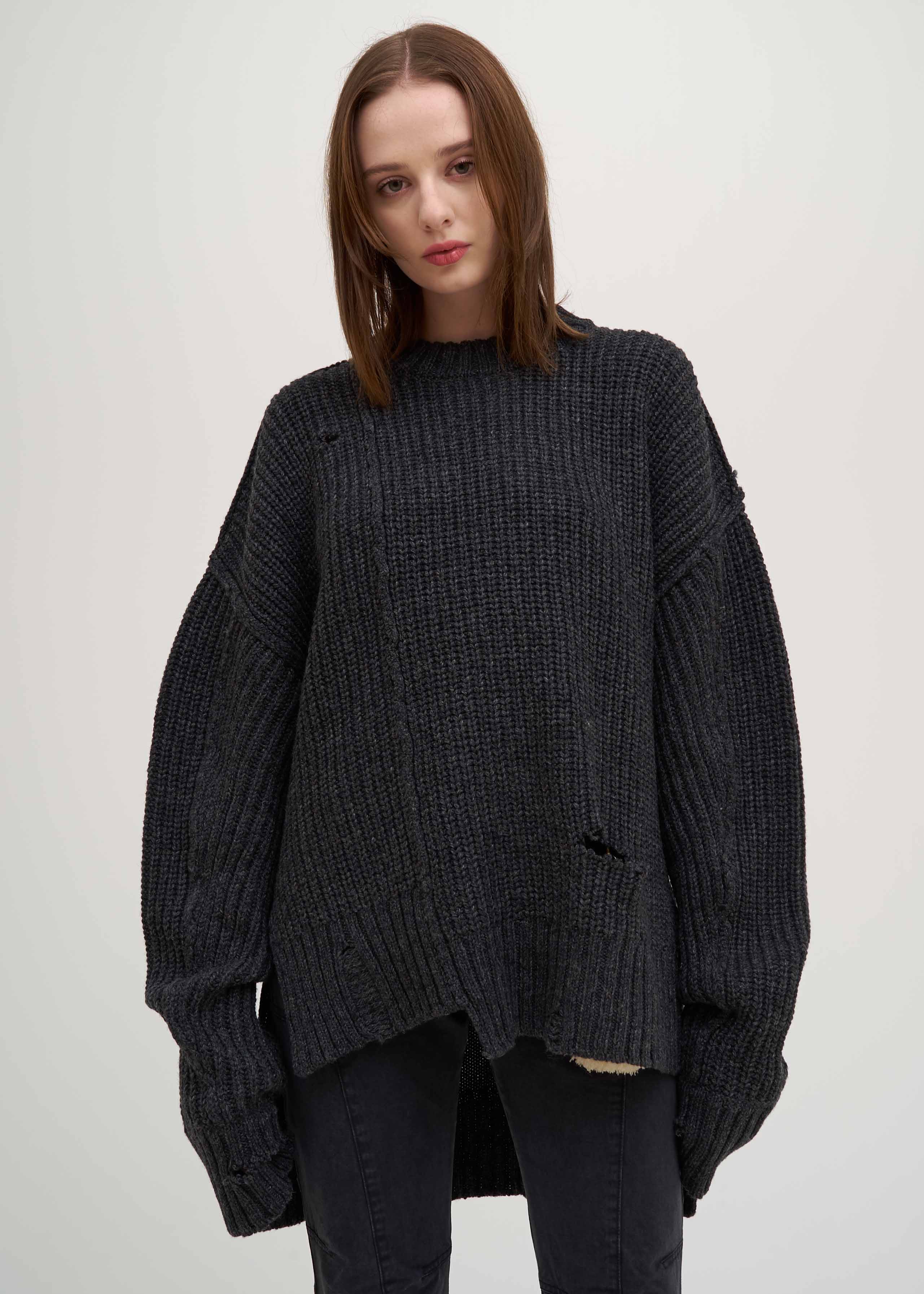 Grey Nobo Distressed Knit – 017 Shop