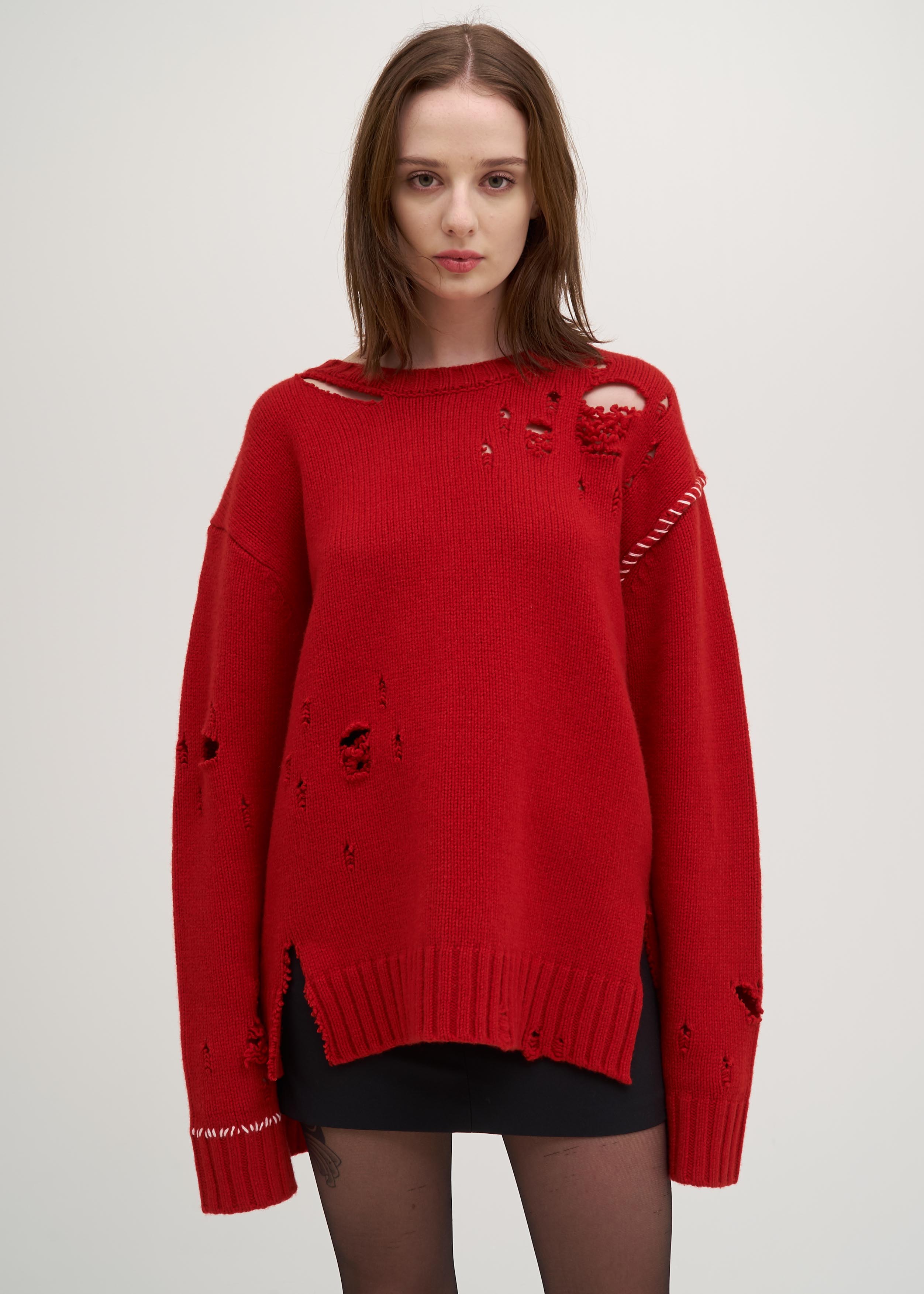 Red Damaged Knit – 017 Shop