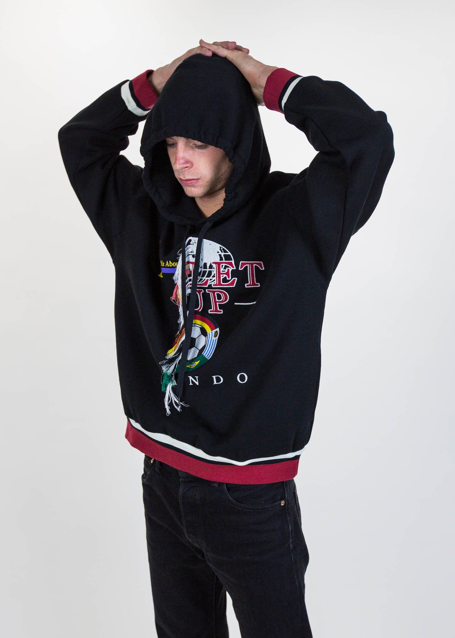 Black Double-Faced Embroidery Hoodie – 017 Shop